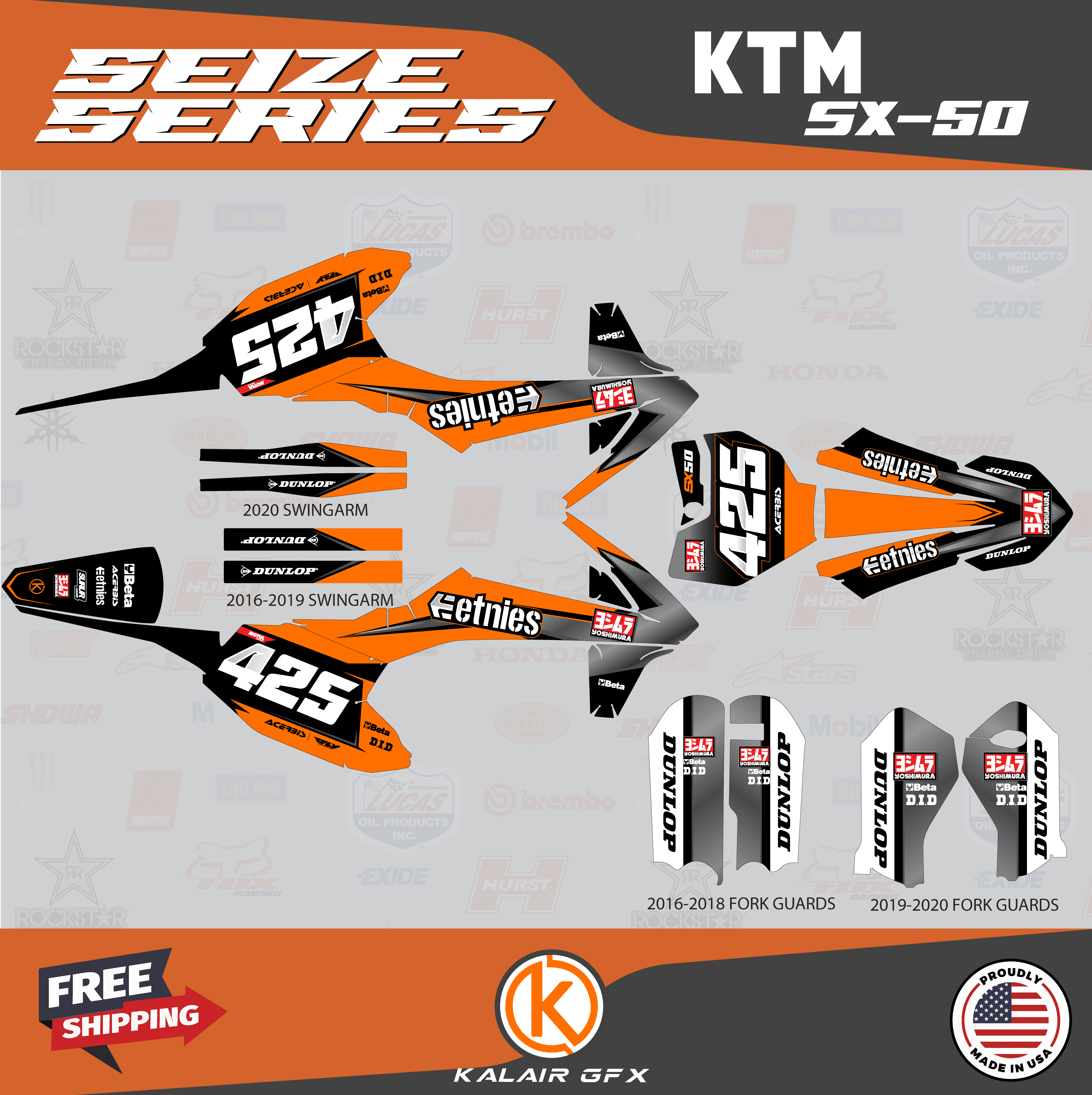 Kalair GFX Graphics Kit for Ktm 50SX MINI SX50 (2019) Seize Series ...
