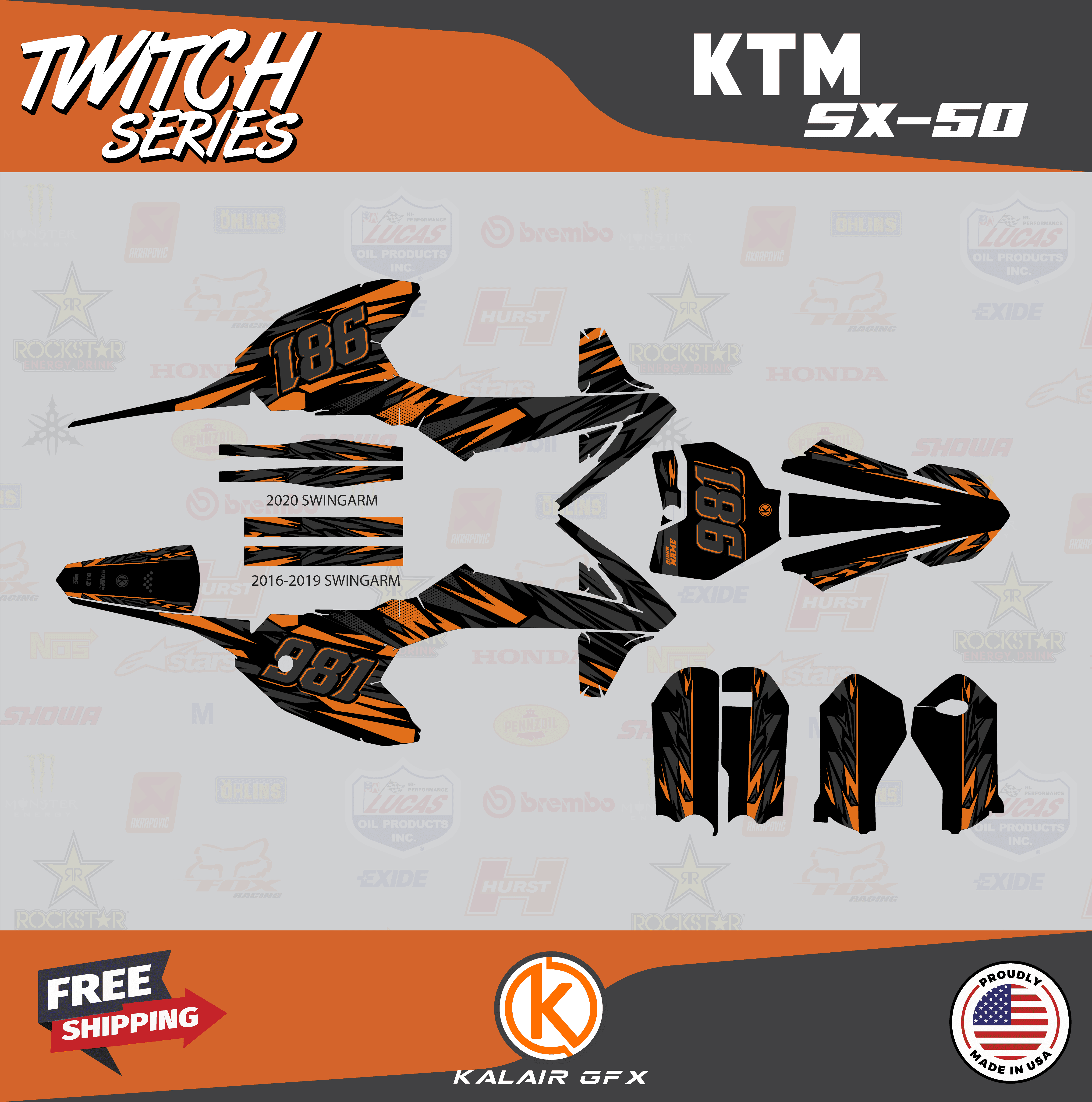 Kalair GFX Graphics Kit for Ktm 50SX MINI SX50 (2019) Twitch Series ...