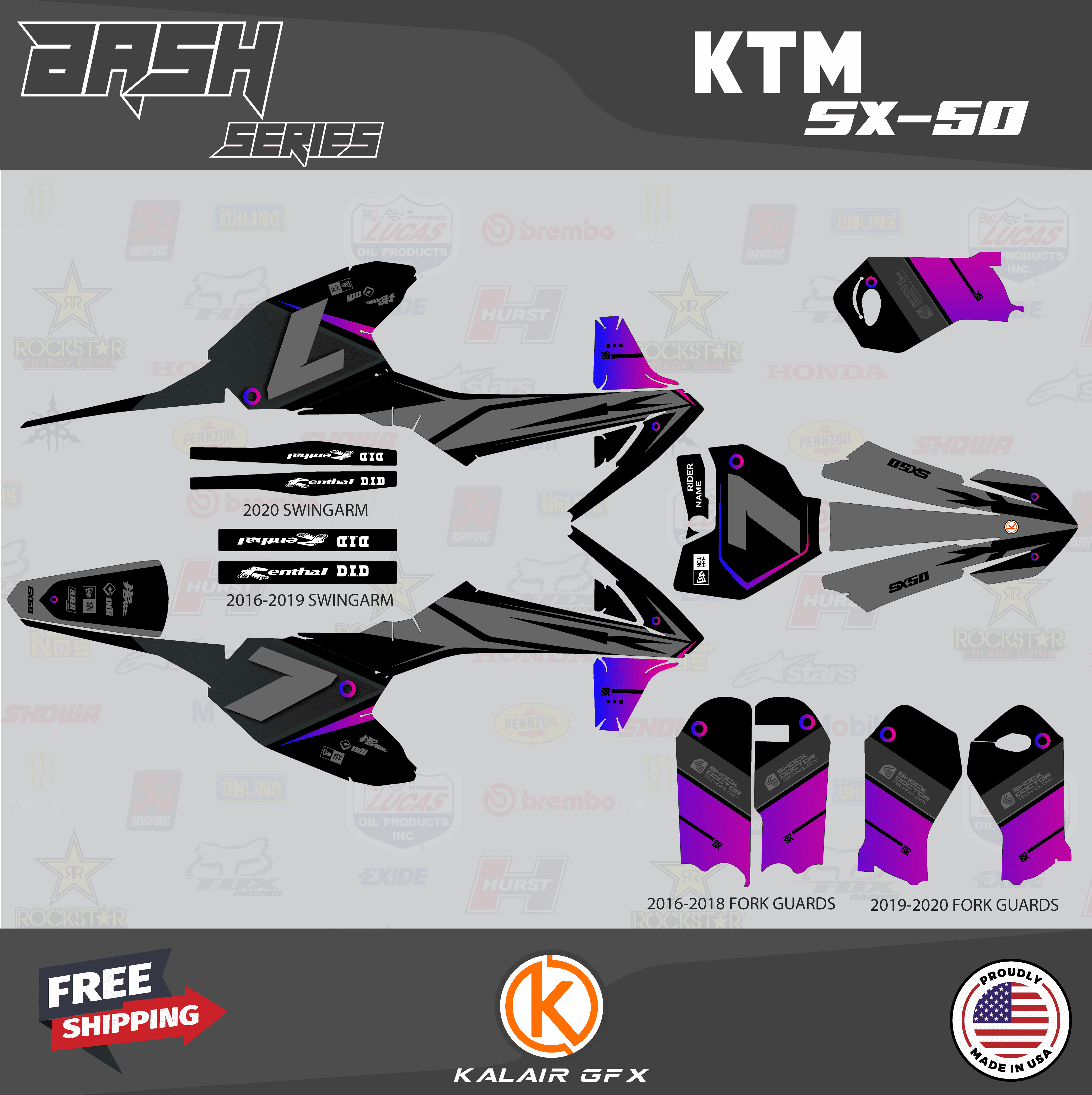 Kalair GFX Graphics Kit for Ktm 50SX MINI SX50 (2020-2023) Bash Series ...