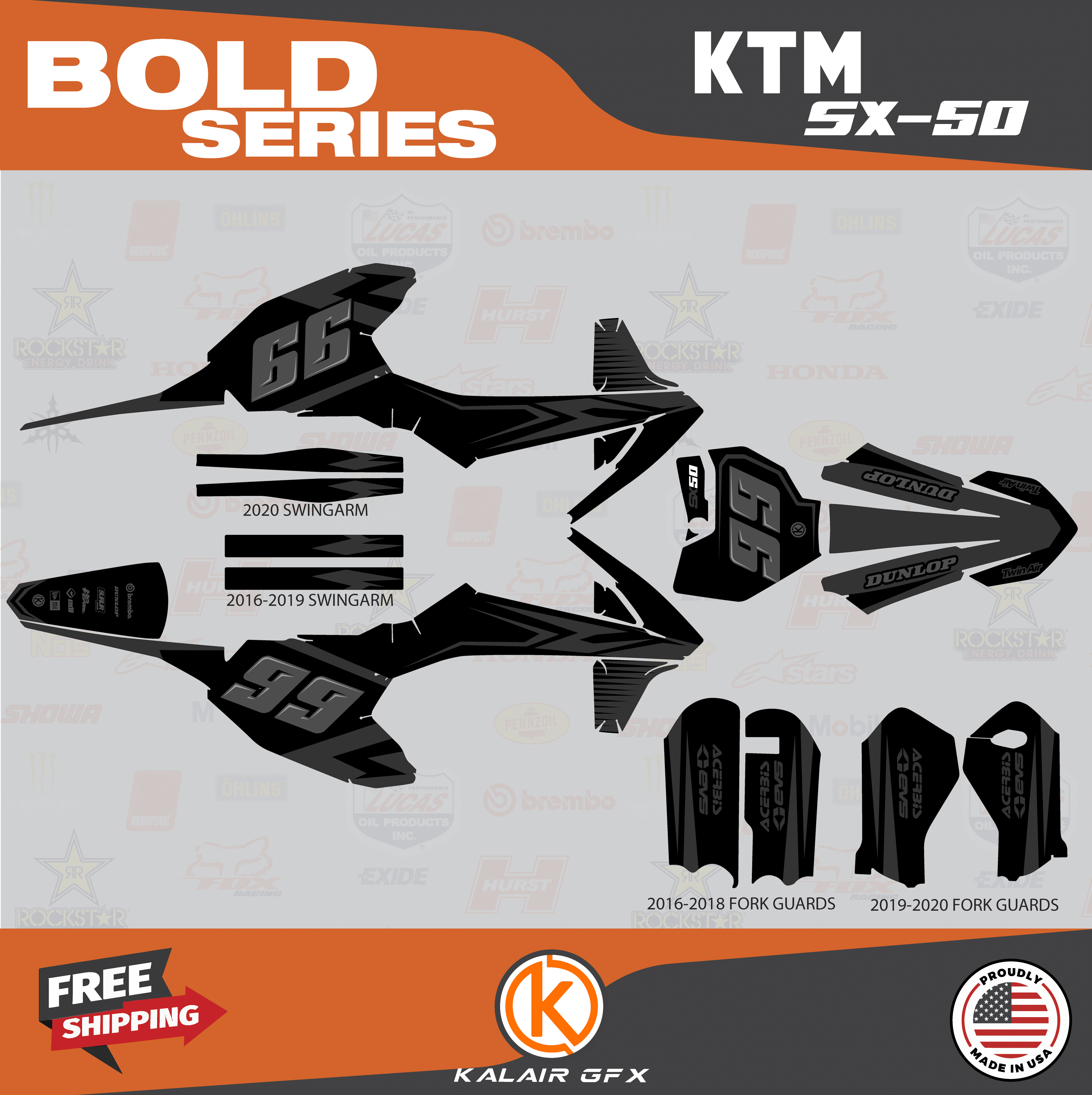 Kalair GFX Graphics Kit for Ktm 50SX MINI SX50 (2020-2023) Bold Series ...