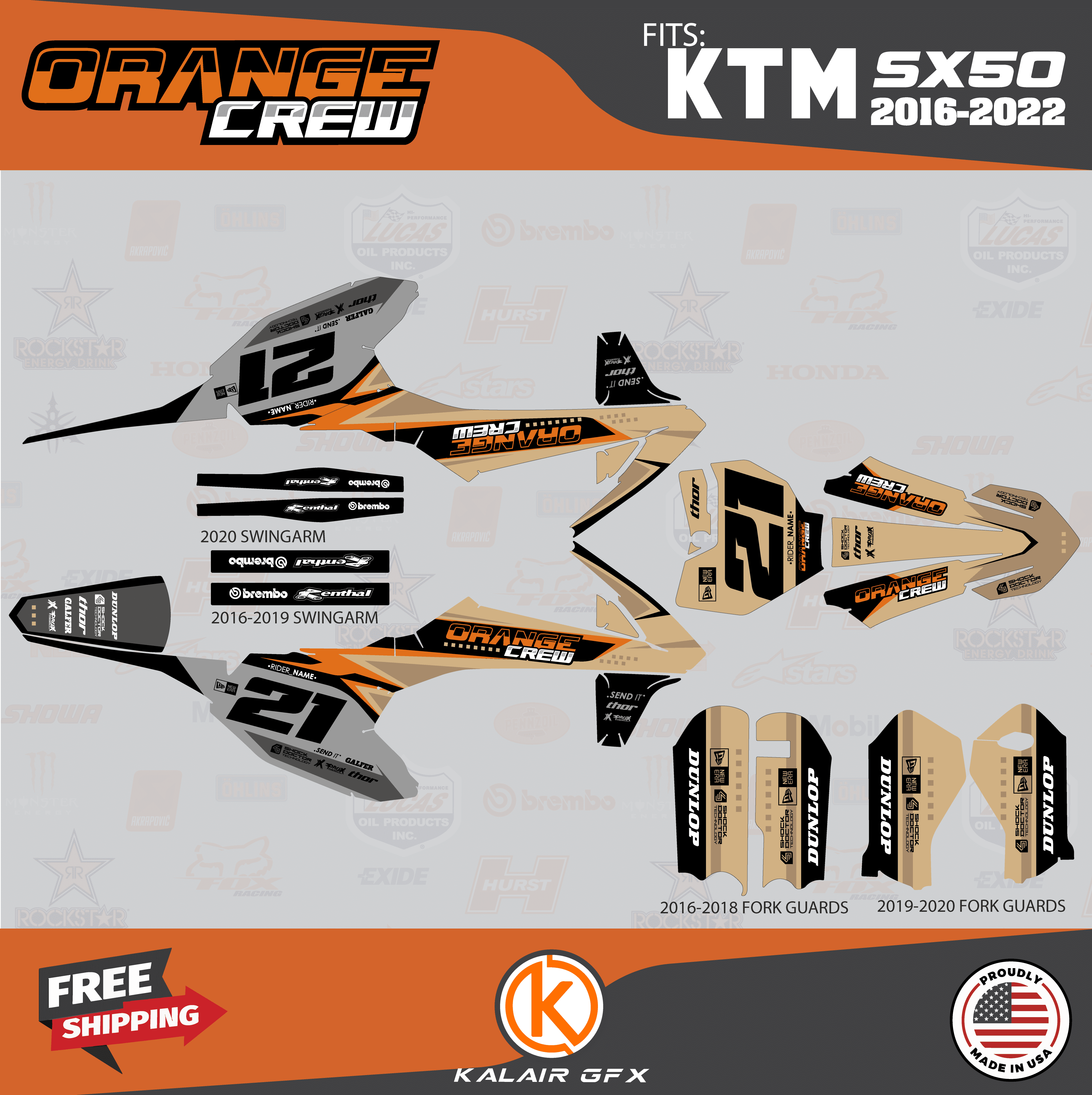 Kalair GFX Graphics Kit for Ktm 50SX MINI SX50 (2020-2023) Crew Series ...