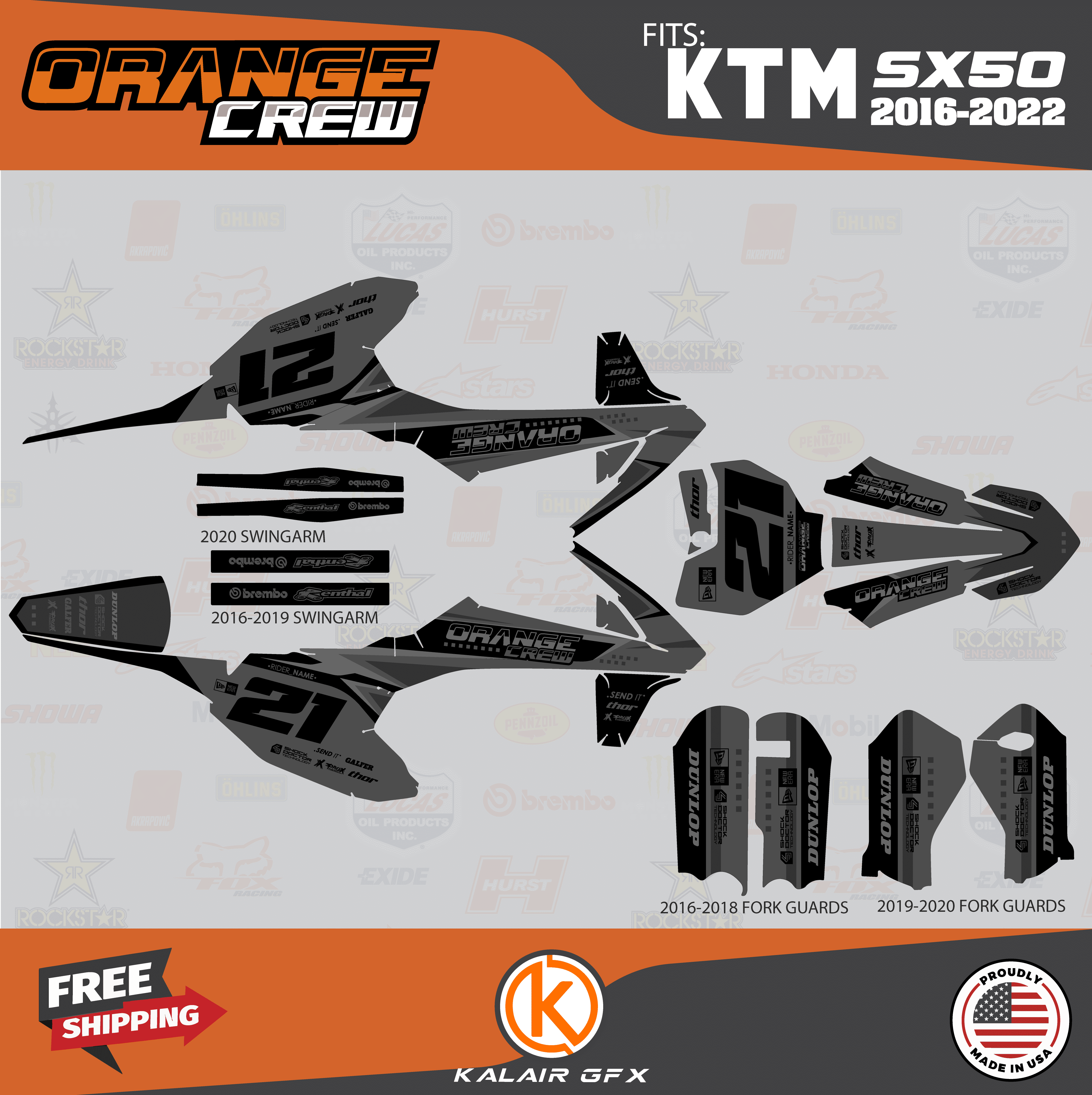 Kalair GFX Graphics Kit for Ktm 50SX MINI SX50 (2020-2023) Crew Series ...