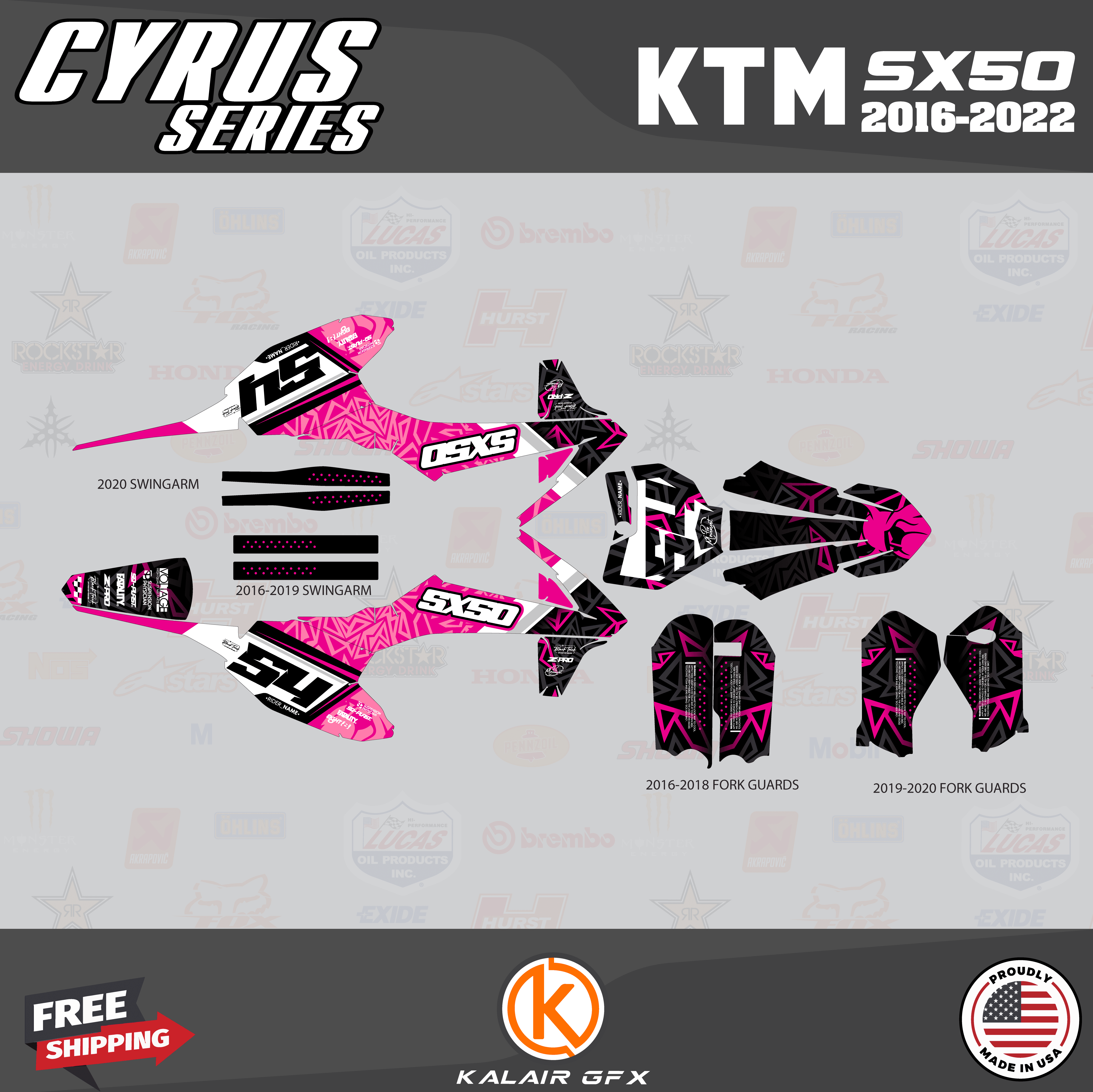 Kalair GFX Graphics Kit for Ktm 50SX MINI SX50 (2020-2023) Cyrus Series ...