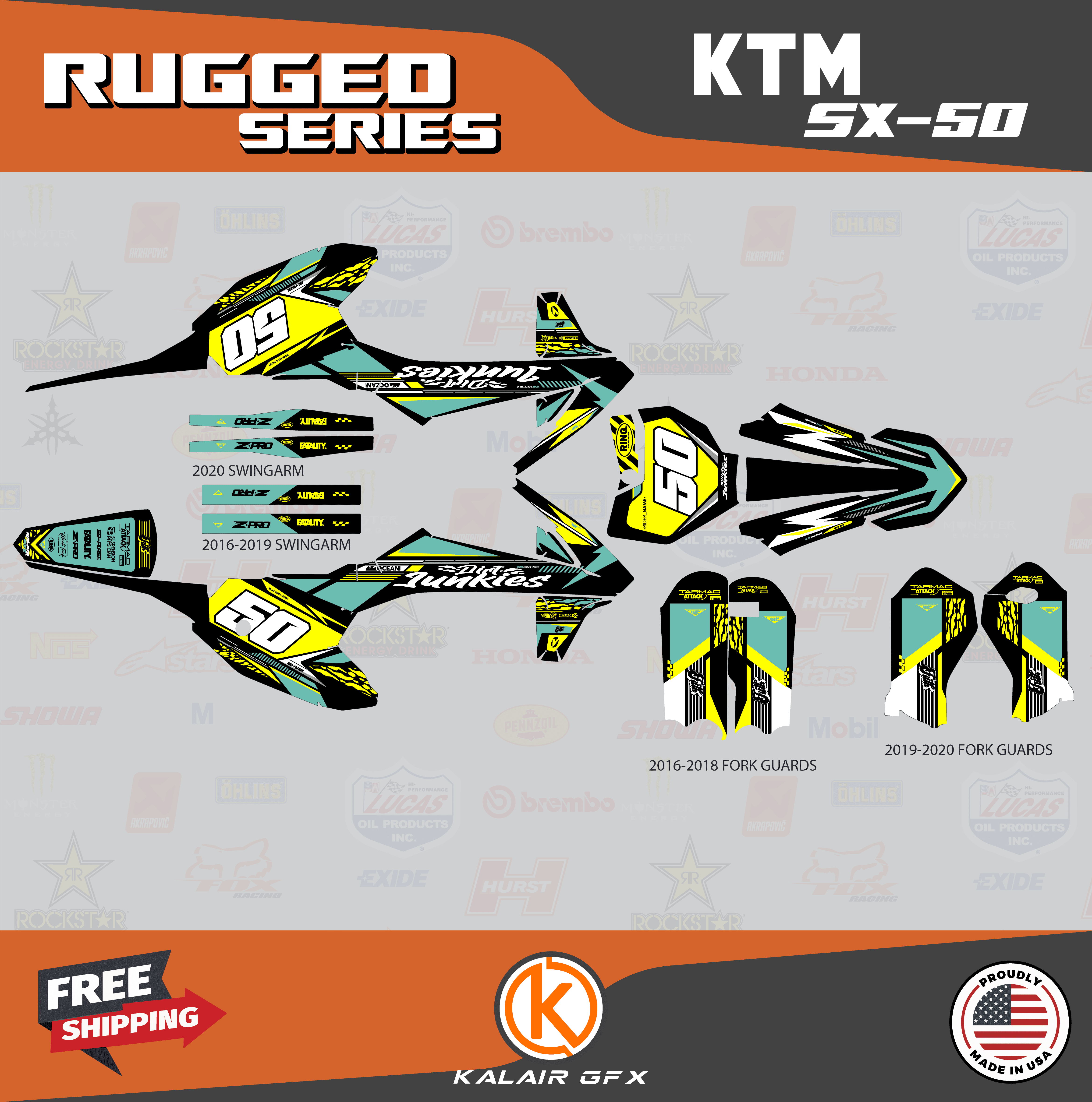 Kalair GFX Graphics Kit for Ktm 50SX MINI SX50 (2020-2023) Rugged ...