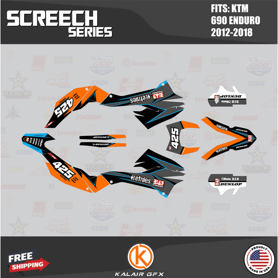 Kalair GFX Graphics Kit for Ktm 690 Enduro R (2012-2018) Screech Series ...