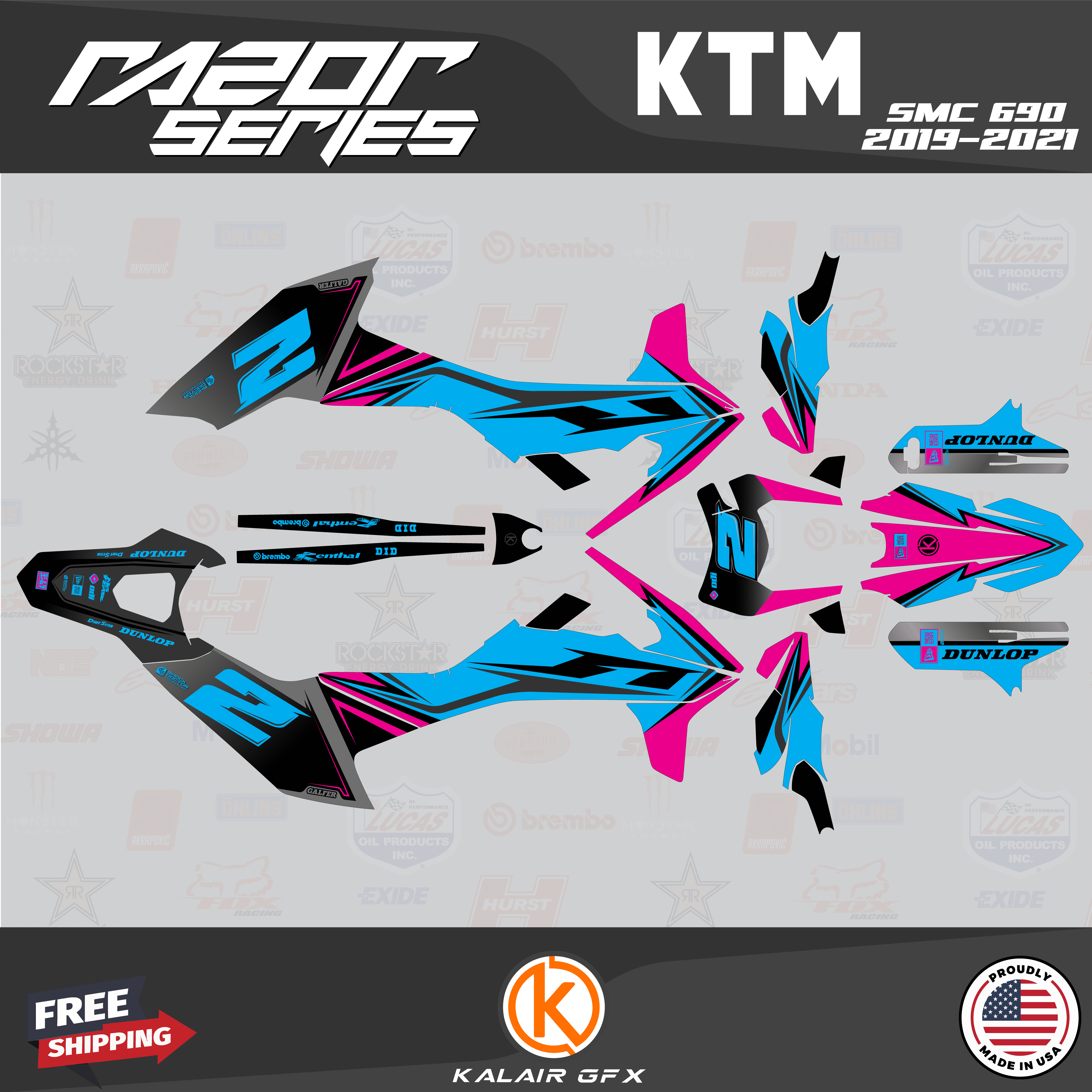 Kalair GFX Graphics Kit for Ktm 690 SMC-R (2019-2023) Razor Series ...