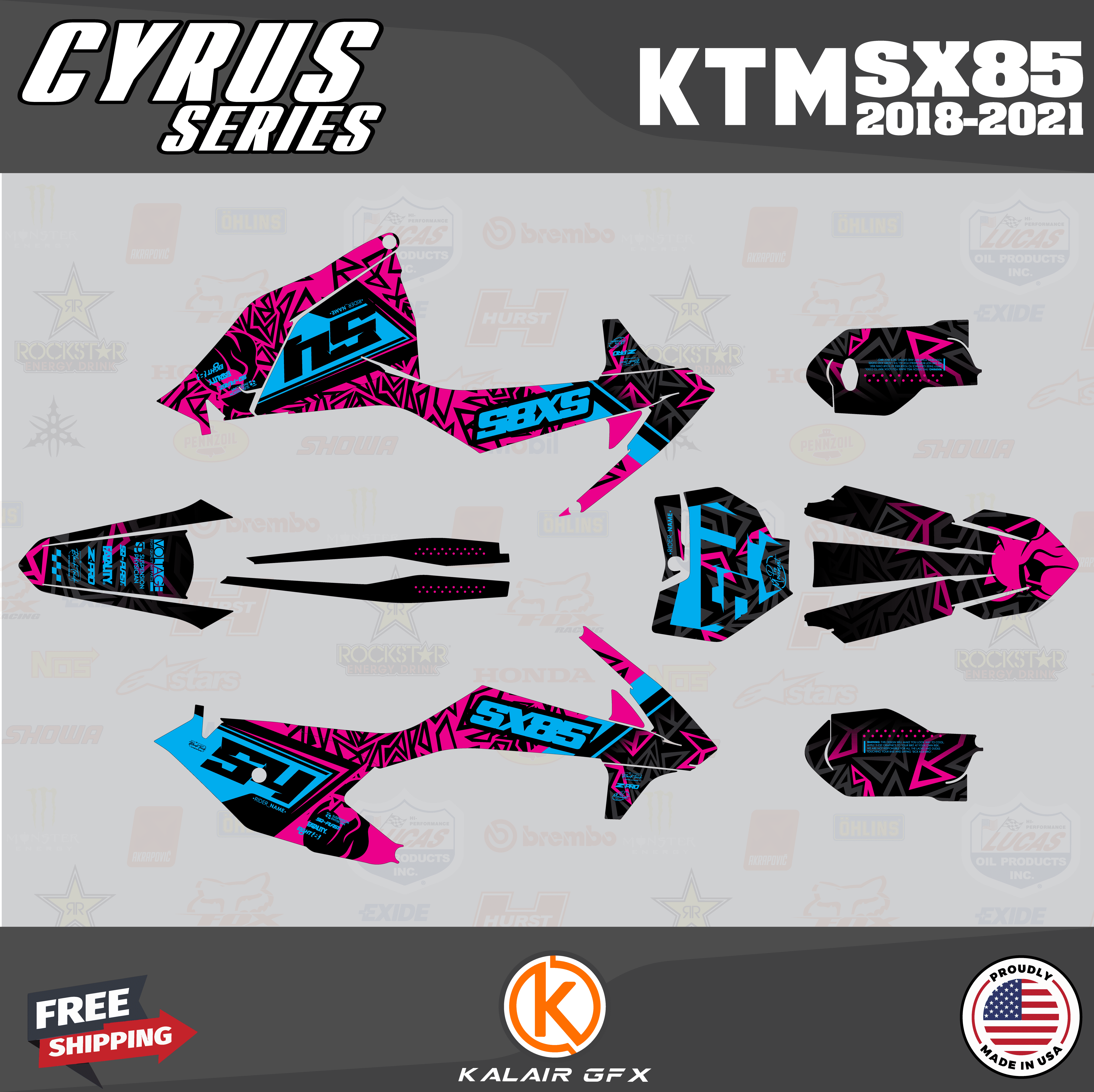 Kalair GFX Graphics Kit for Ktm 85SX SX85 (2018-2023) Cyrus Series ...