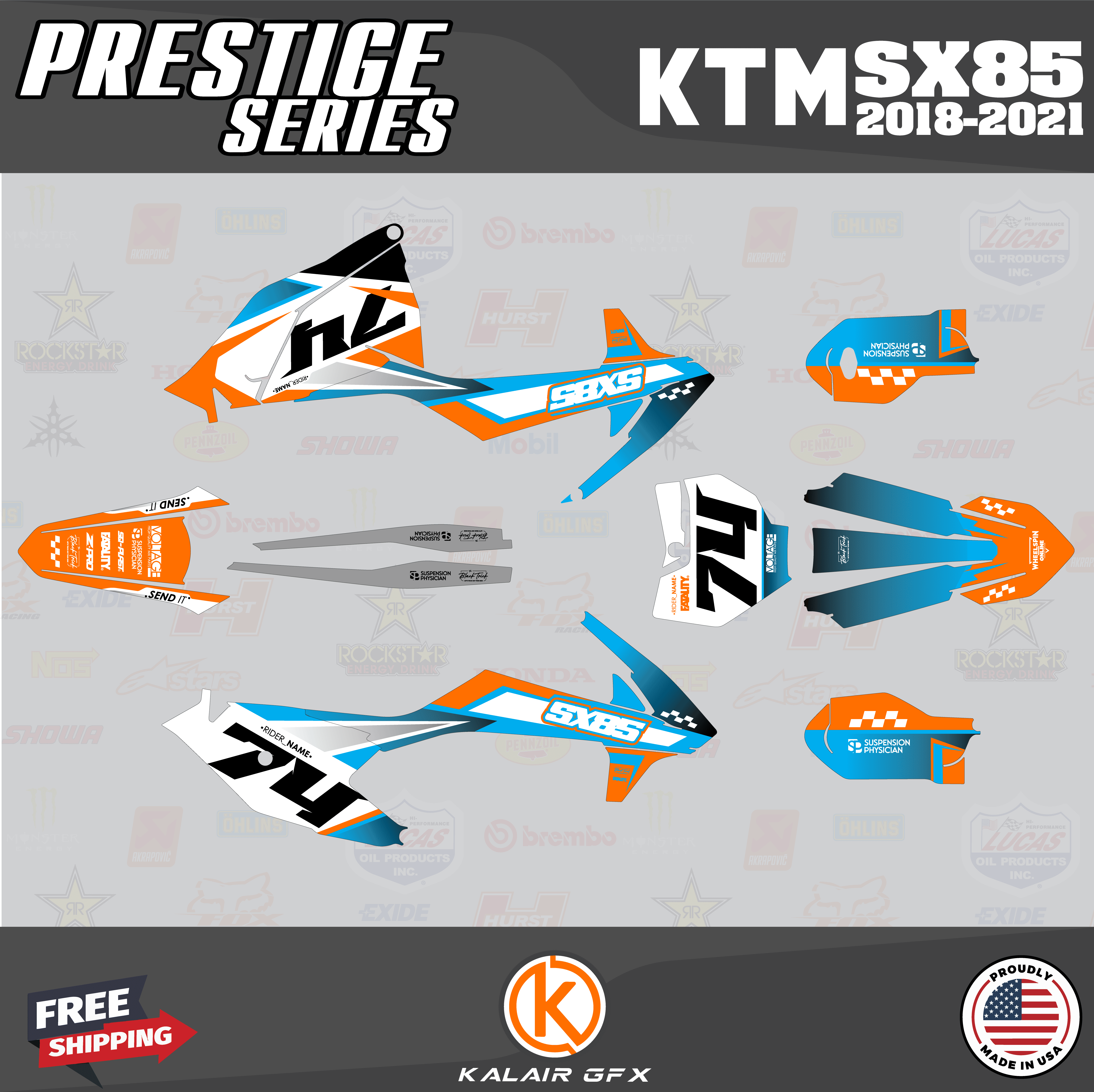 Kalair GFX Graphics Kit for Ktm 85SX SX85 (2018-2023) Prestige Series ...
