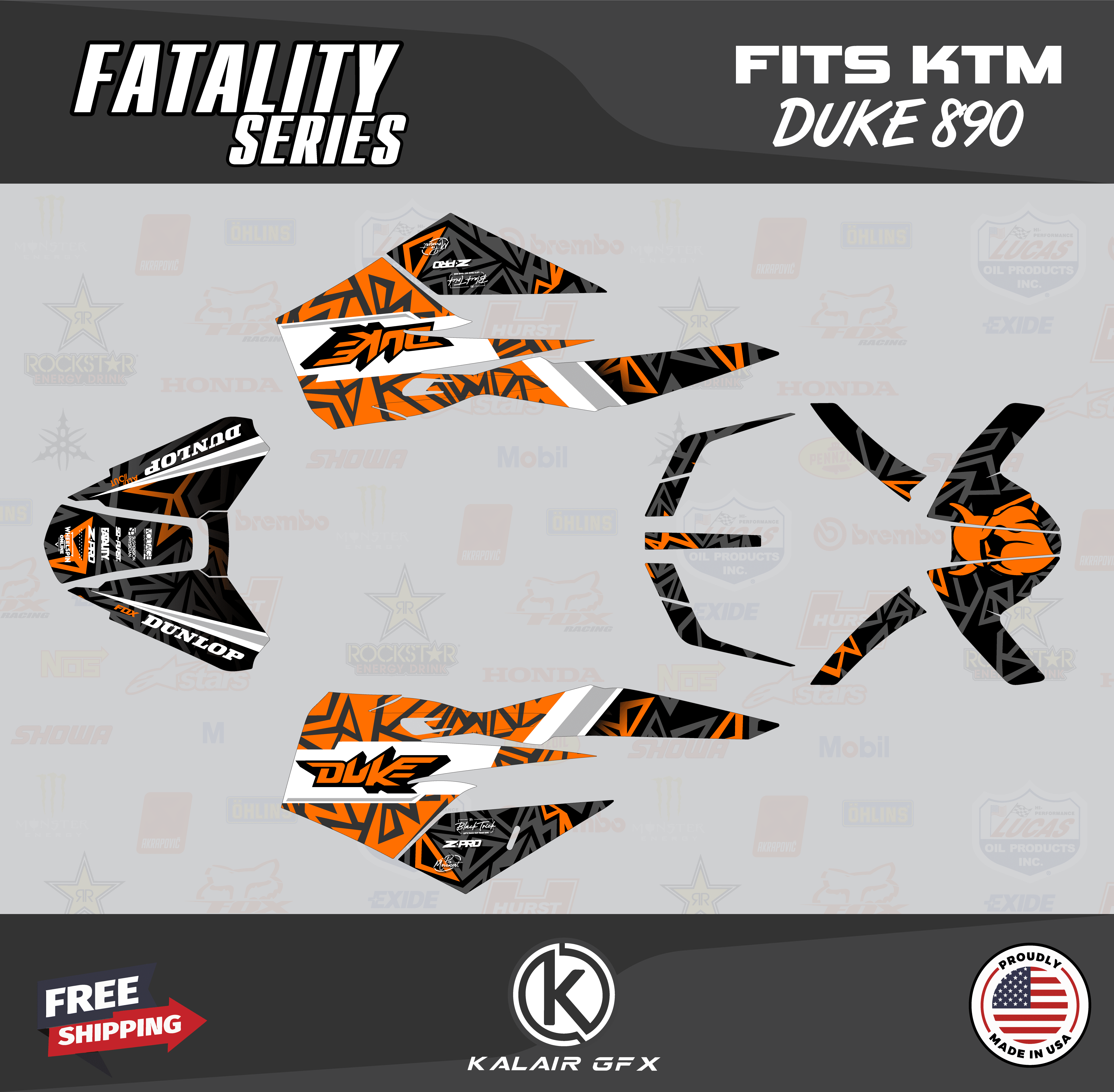 Kalair GFX Graphics Kit for Ktm DUKE 890 (2018-2023) Fatality Series ...