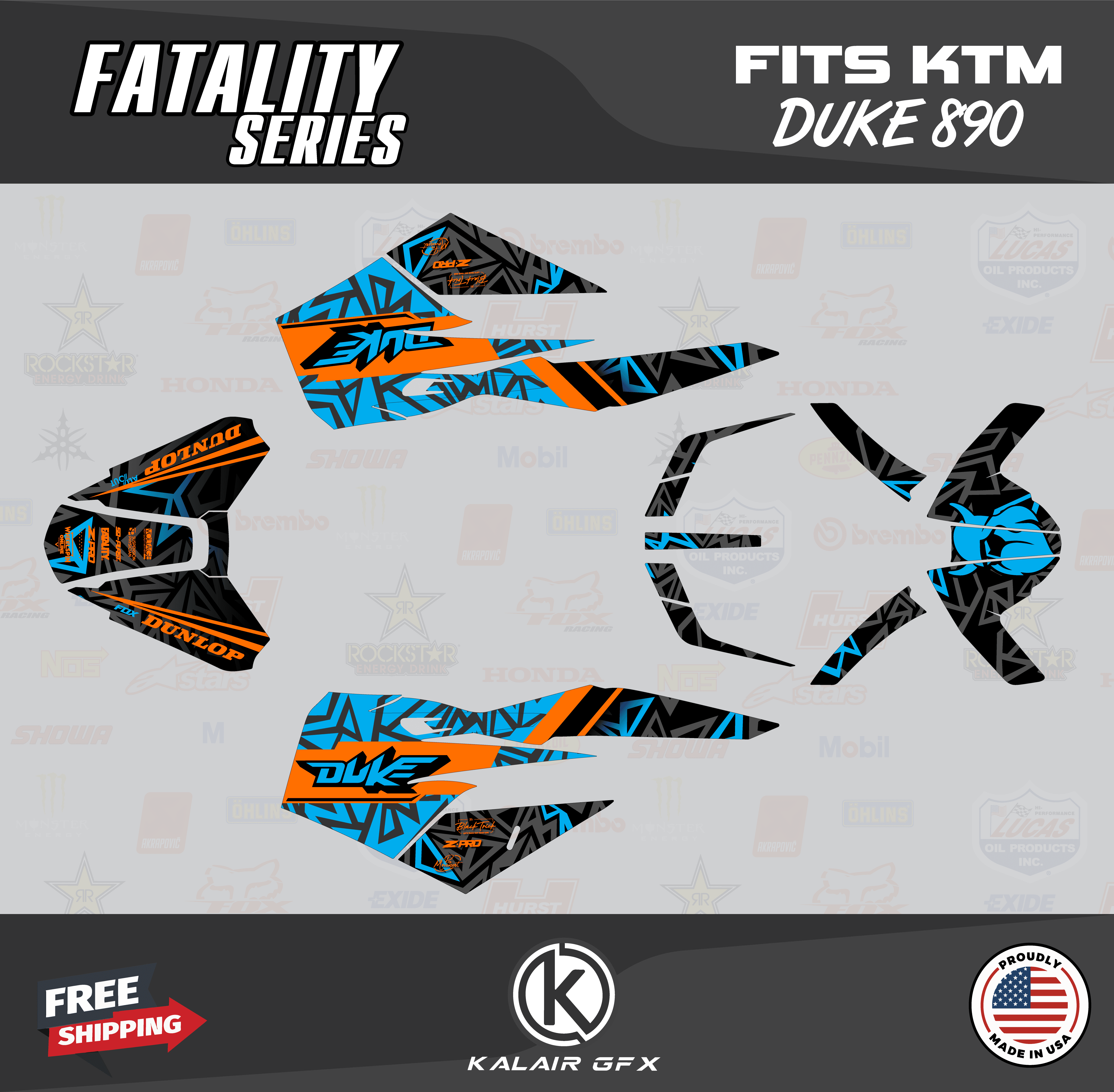 Kalair GFX Graphics Kit for Ktm DUKE 890 (2018-2023) Fatality Series ...