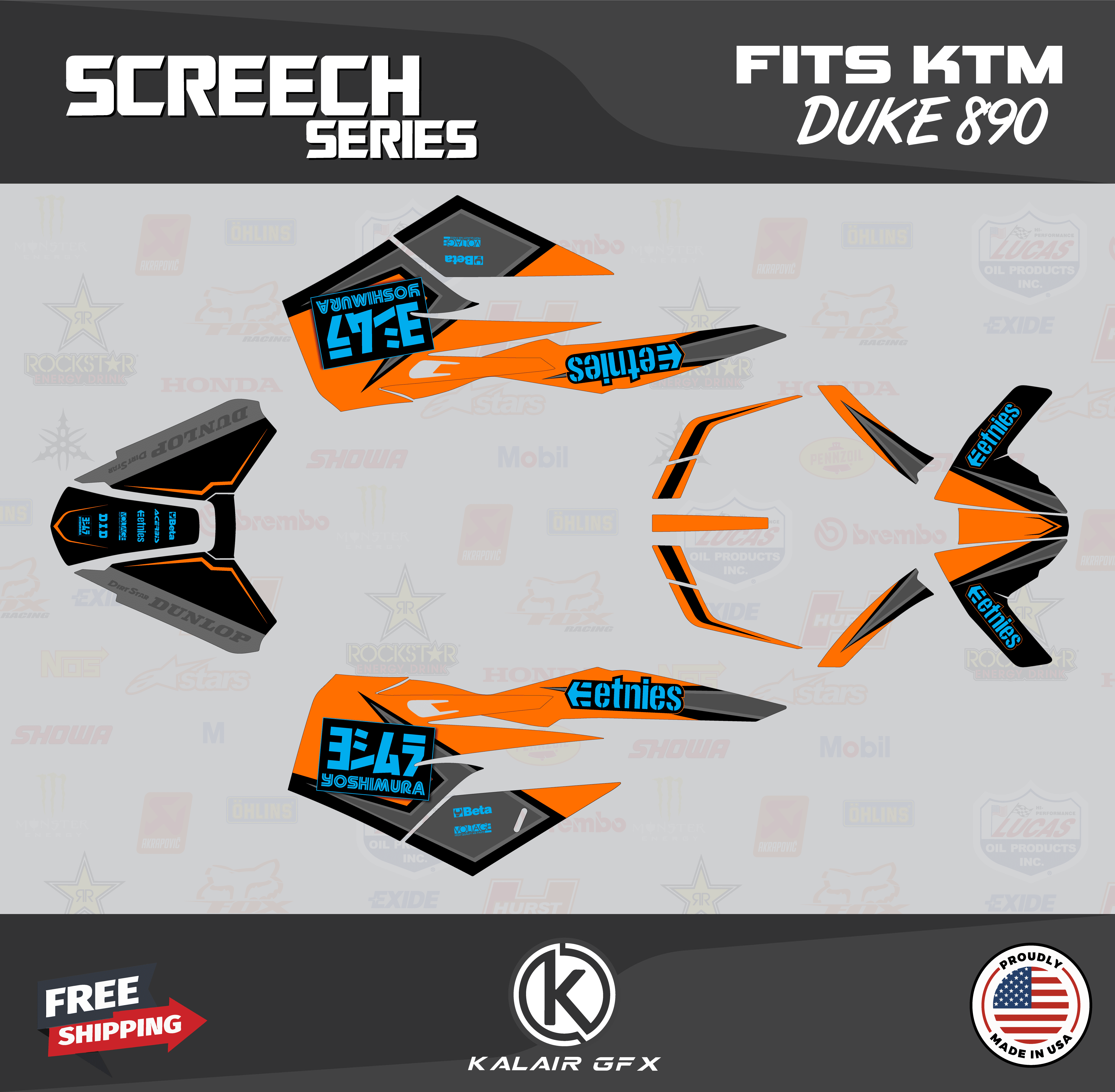 Kalair GFX Graphics Kit for Ktm DUKE 890 (2018-2023) Screech Series ...