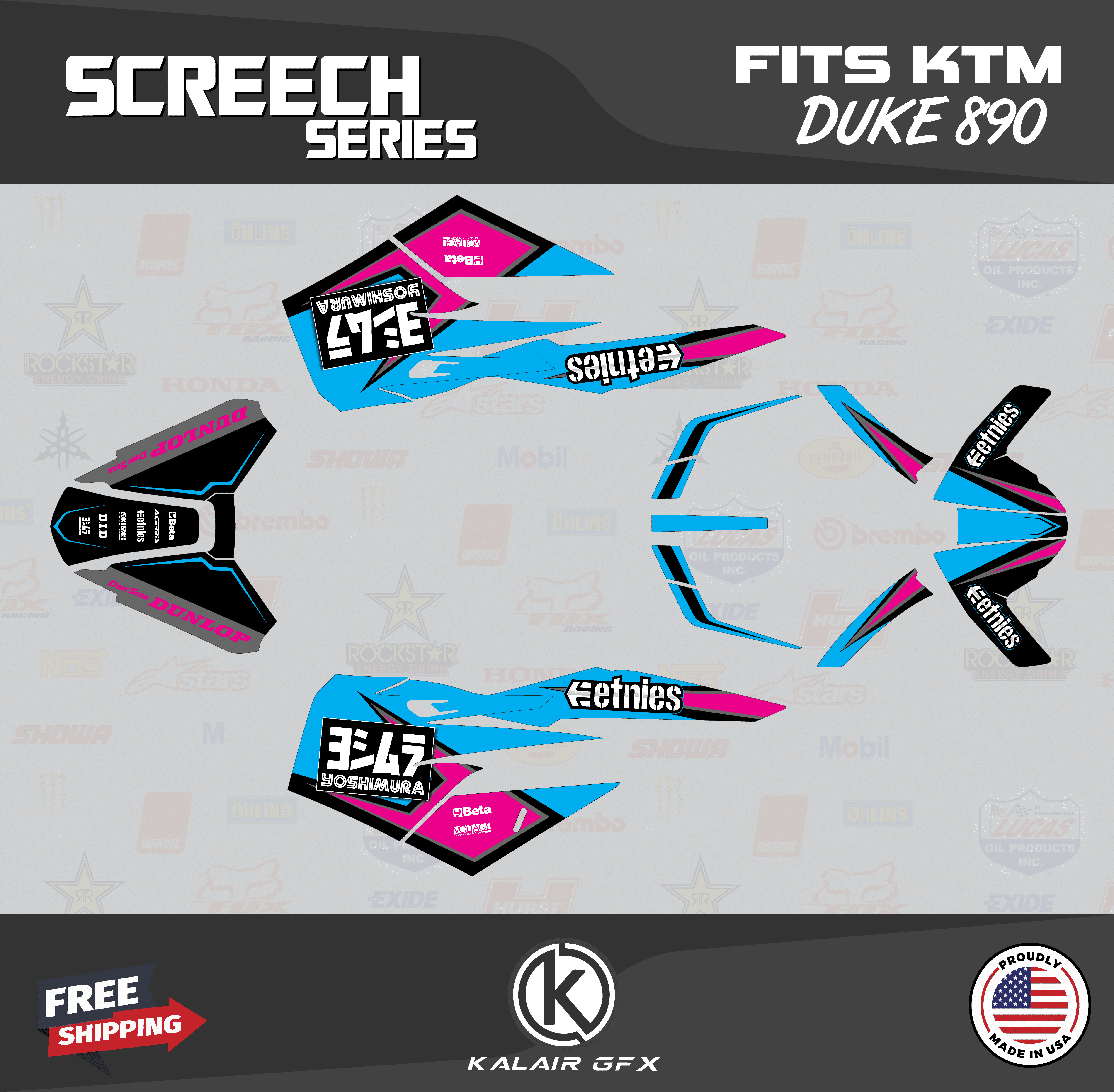 Kalair GFX Graphics Kit for Ktm DUKE 890 (2018-2023) Screech Series ...