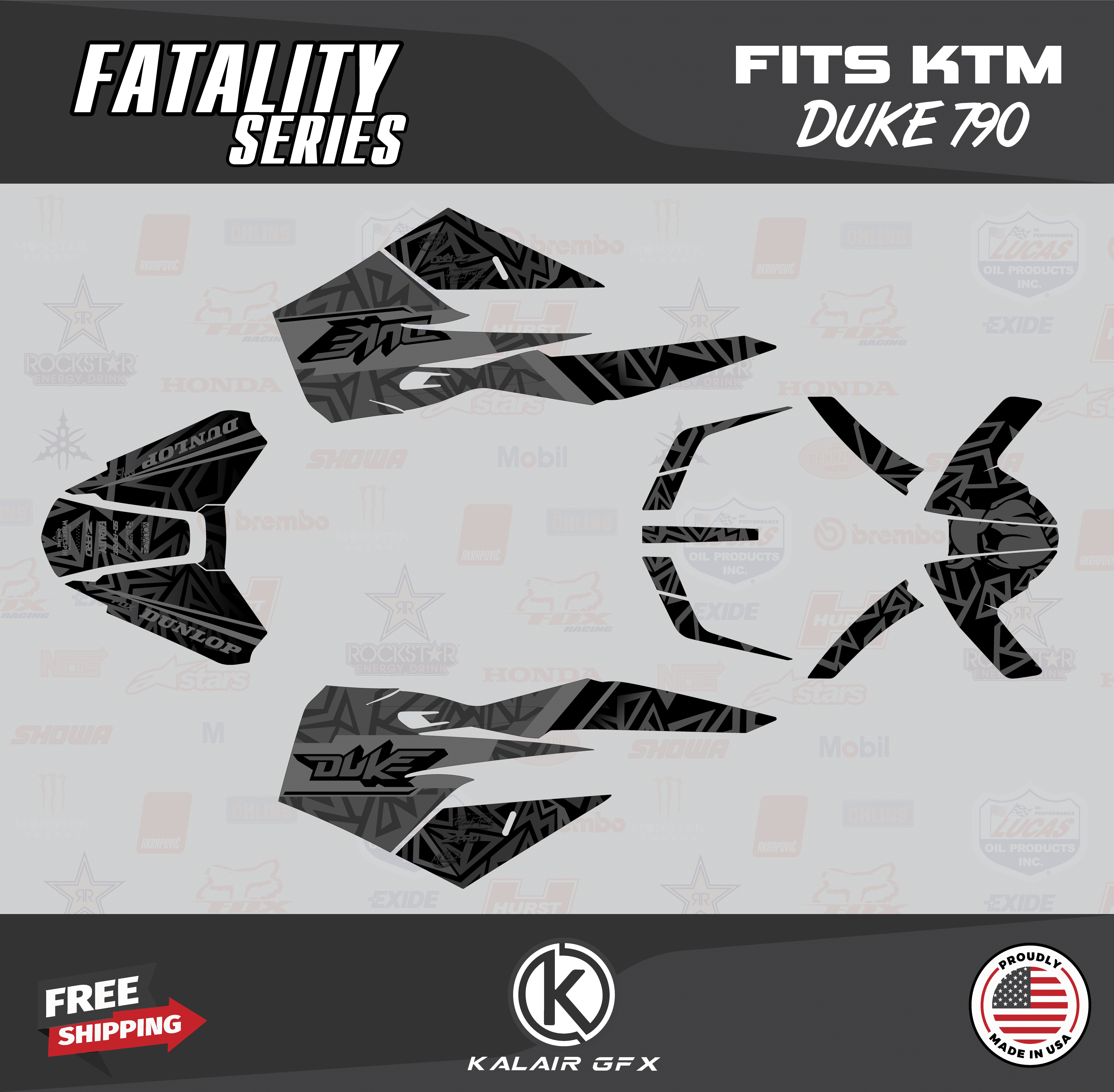 Kalair GFX Graphics Kit for Ktm Duke790 (2018+) Fatality Series ...