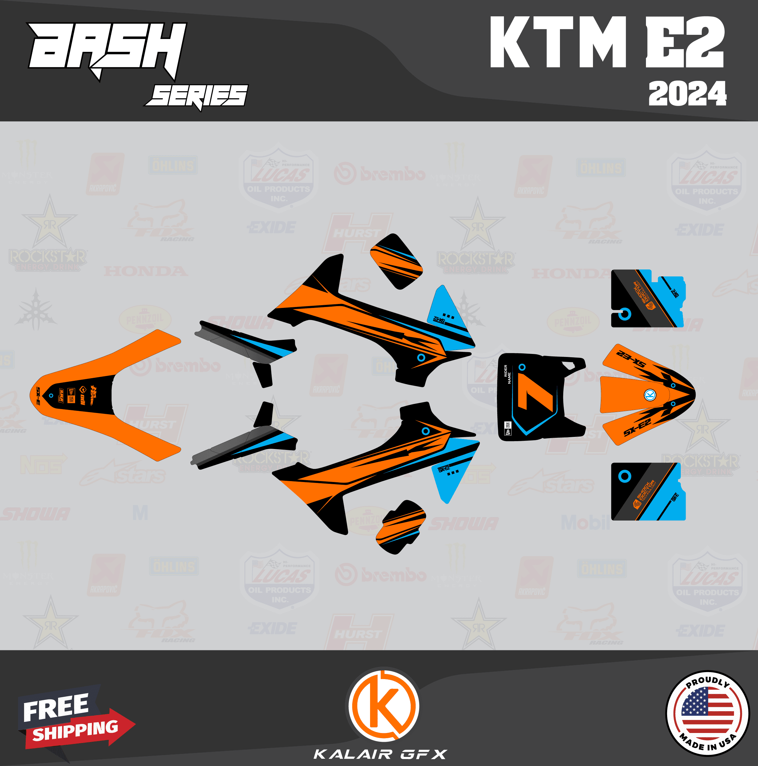 Kalair GFX Graphics Kit for Ktm ELECTRIC MINI SX-E2 (2024) Bash Series ...