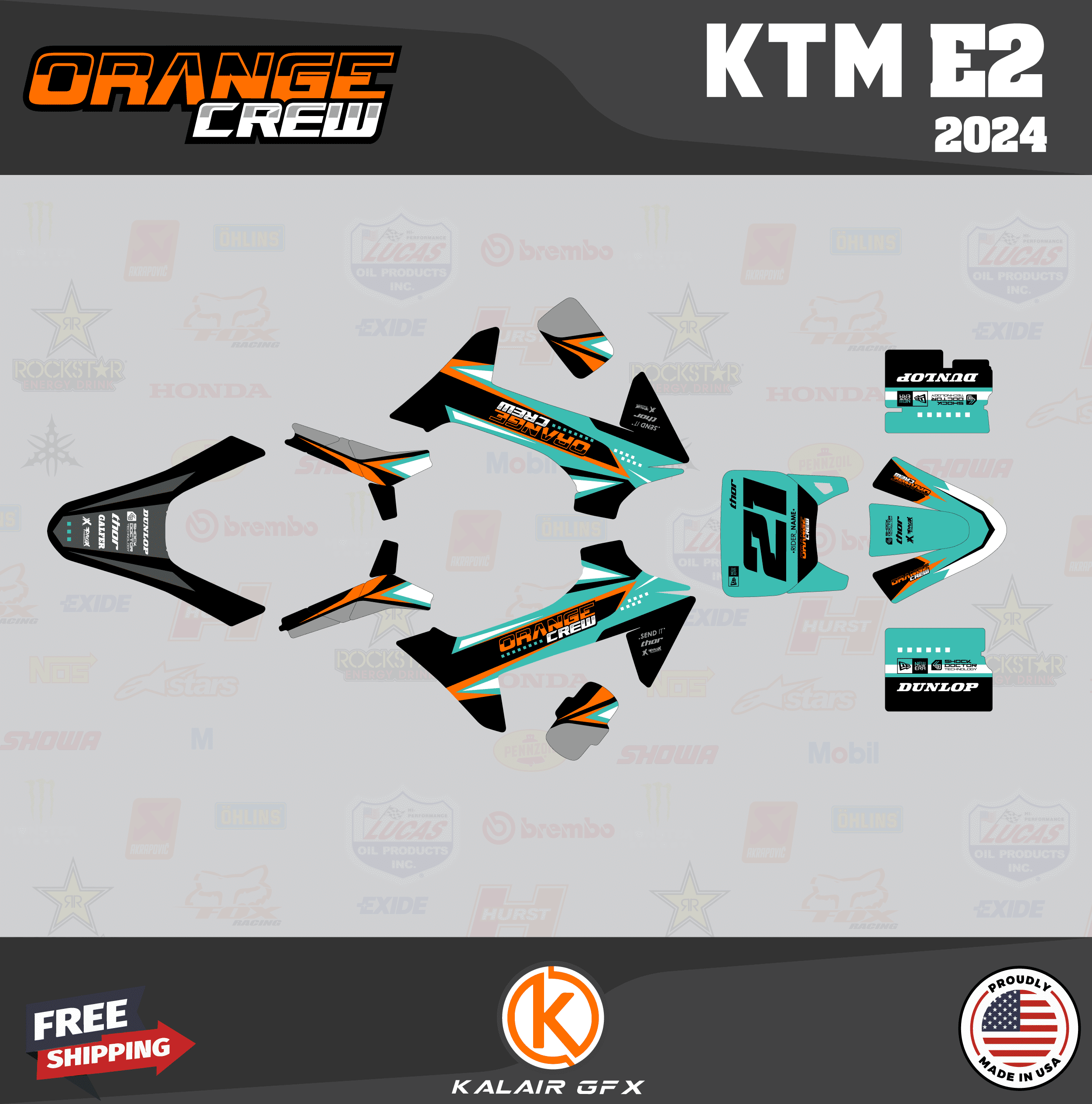 Kalair GFX Graphics Kit for Ktm ELECTRIC MINI SX-E2 (2024) Orange-crew ...