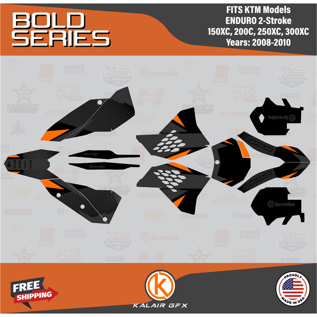 Kalair GFX Graphics Kit for Ktm ENDURO 2-STROKE 150XC, 200XC, 250XC ...