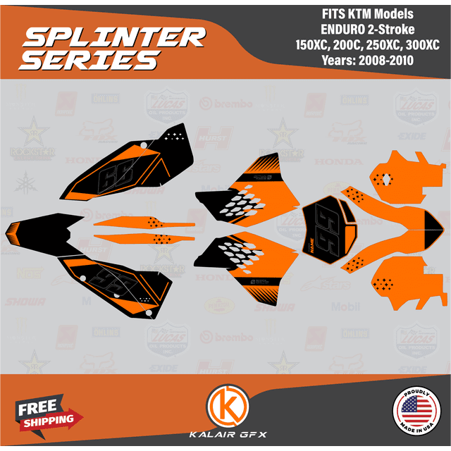Kalair GFX Graphics Kit for Ktm ENDURO 2-STROKE 150XC, 200XC, 250XC ...