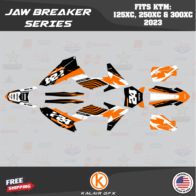 Kalair GFX Graphics Kit for Ktm KTM Enduro 2-Stroke 125XC,250XC and 300XC (2023) Jawbreaker ...