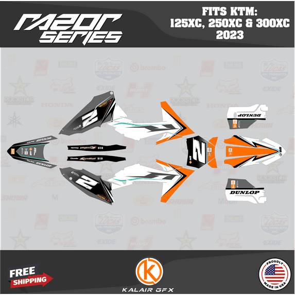 Kalair GFX Graphics Kit for Ktm KTM Enduro 2-Stroke 125XC,250XC and ...