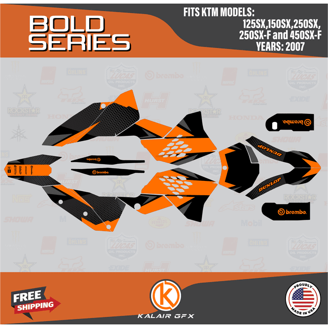 Kalair GFX Graphics Kit for Ktm Motocross 2-STROKE 125SX, 150SX and ...