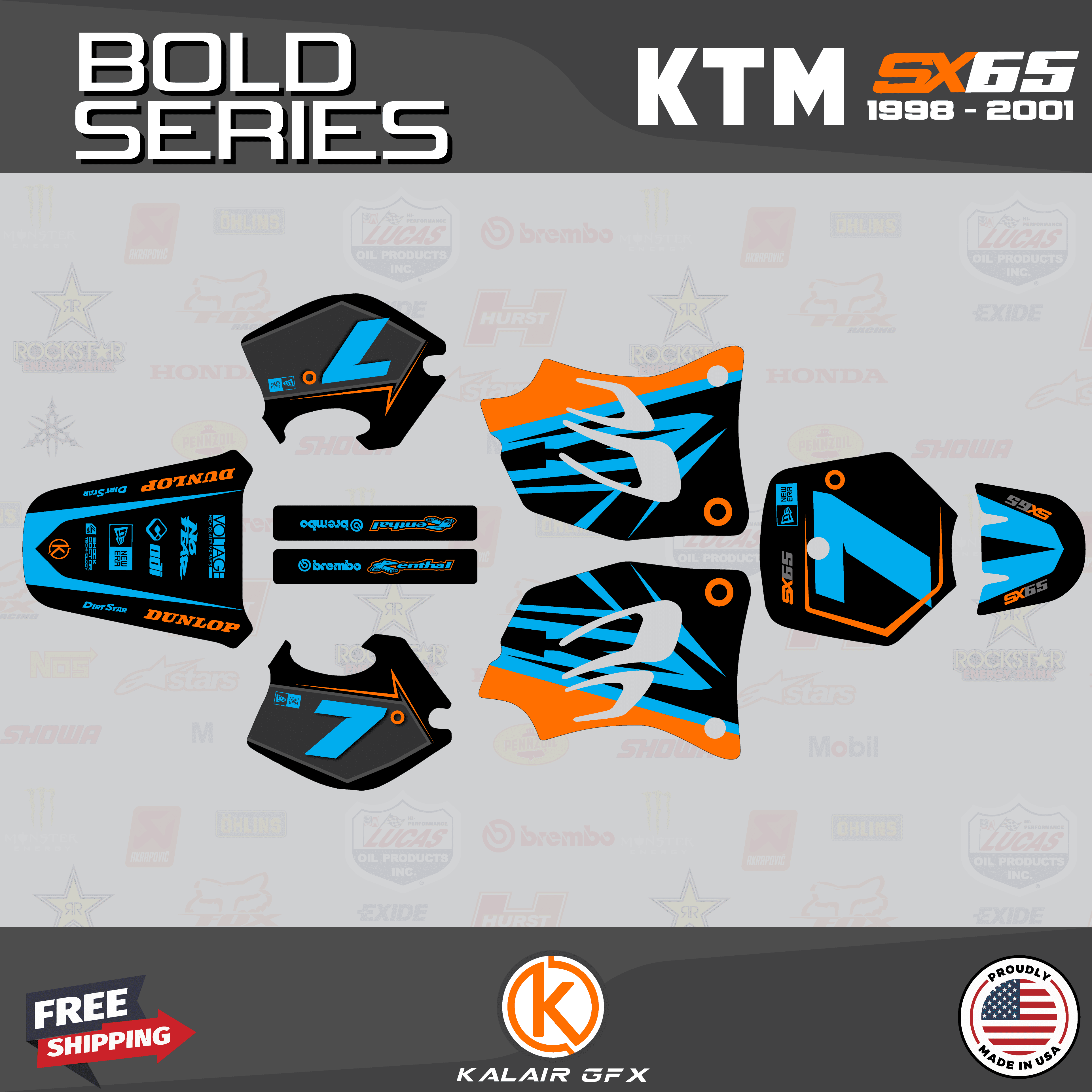 Kalair GFX Graphics Kit for Ktm SX65 (1998-2001) Bold Series - Walmart.com