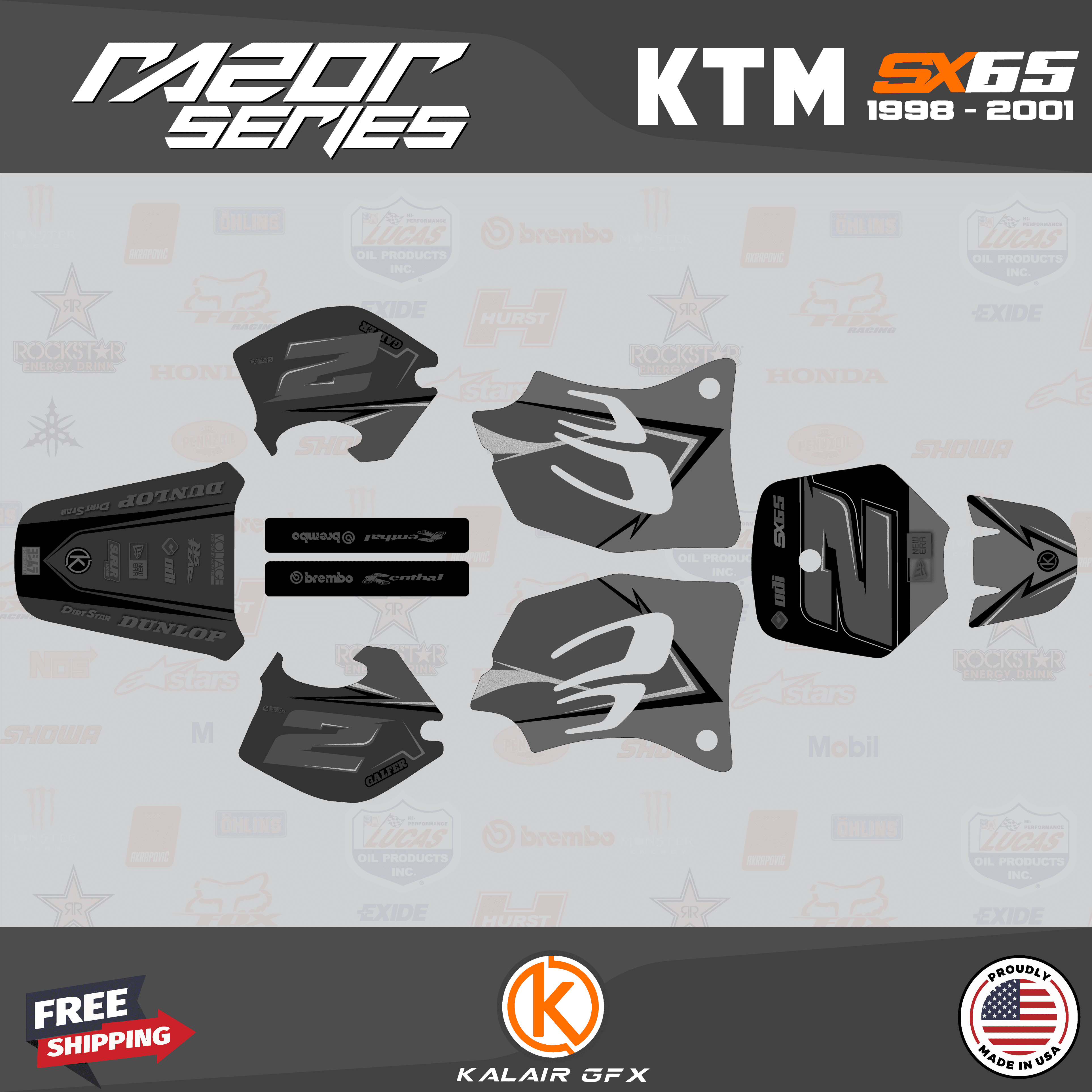 Kalair GFX Graphics Kit for Ktm SX65 (1998-2001) Razor Series - Walmart.com