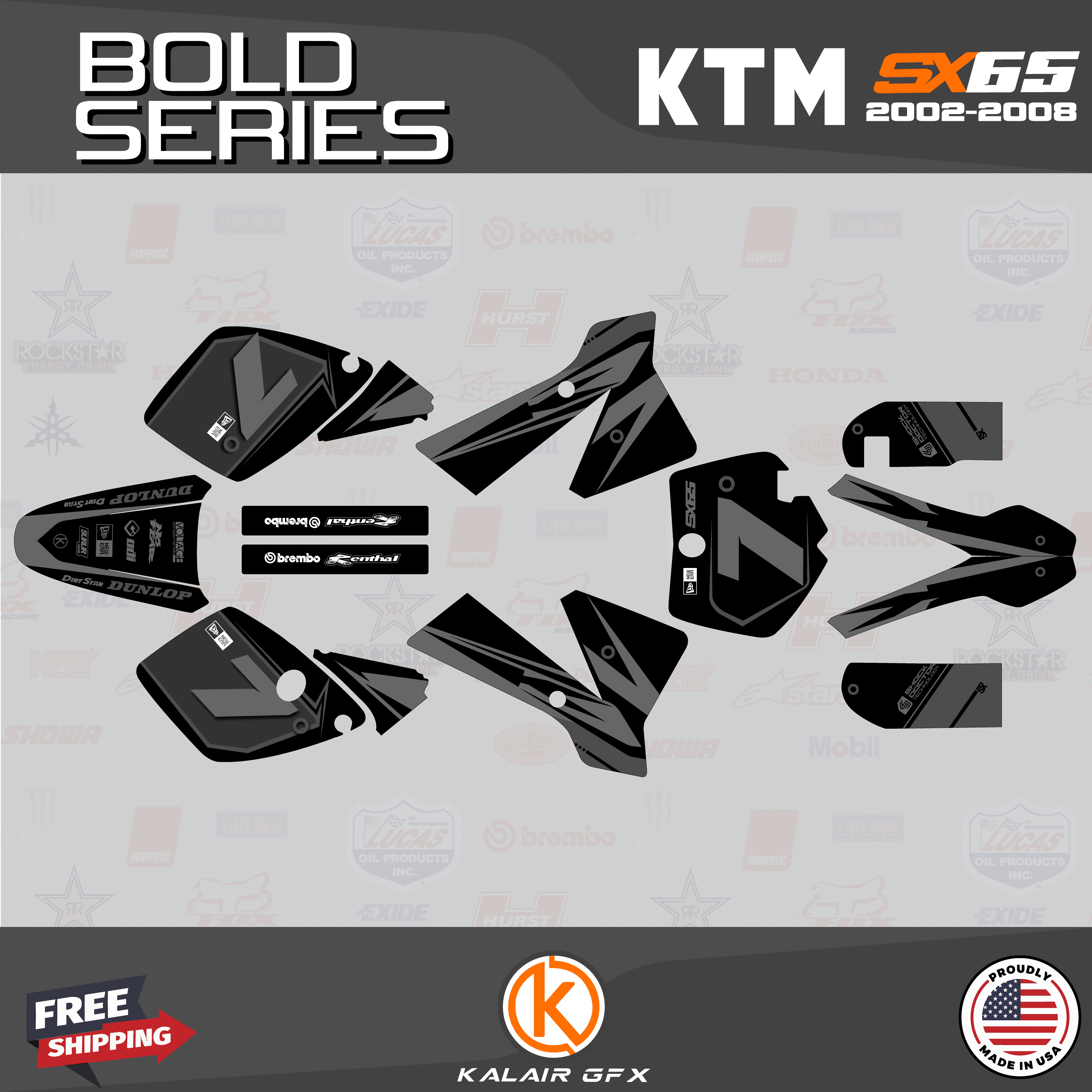 Kalair GFX Graphics Kit for Ktm SX65 (2002-2008) Bold Series - Walmart.com