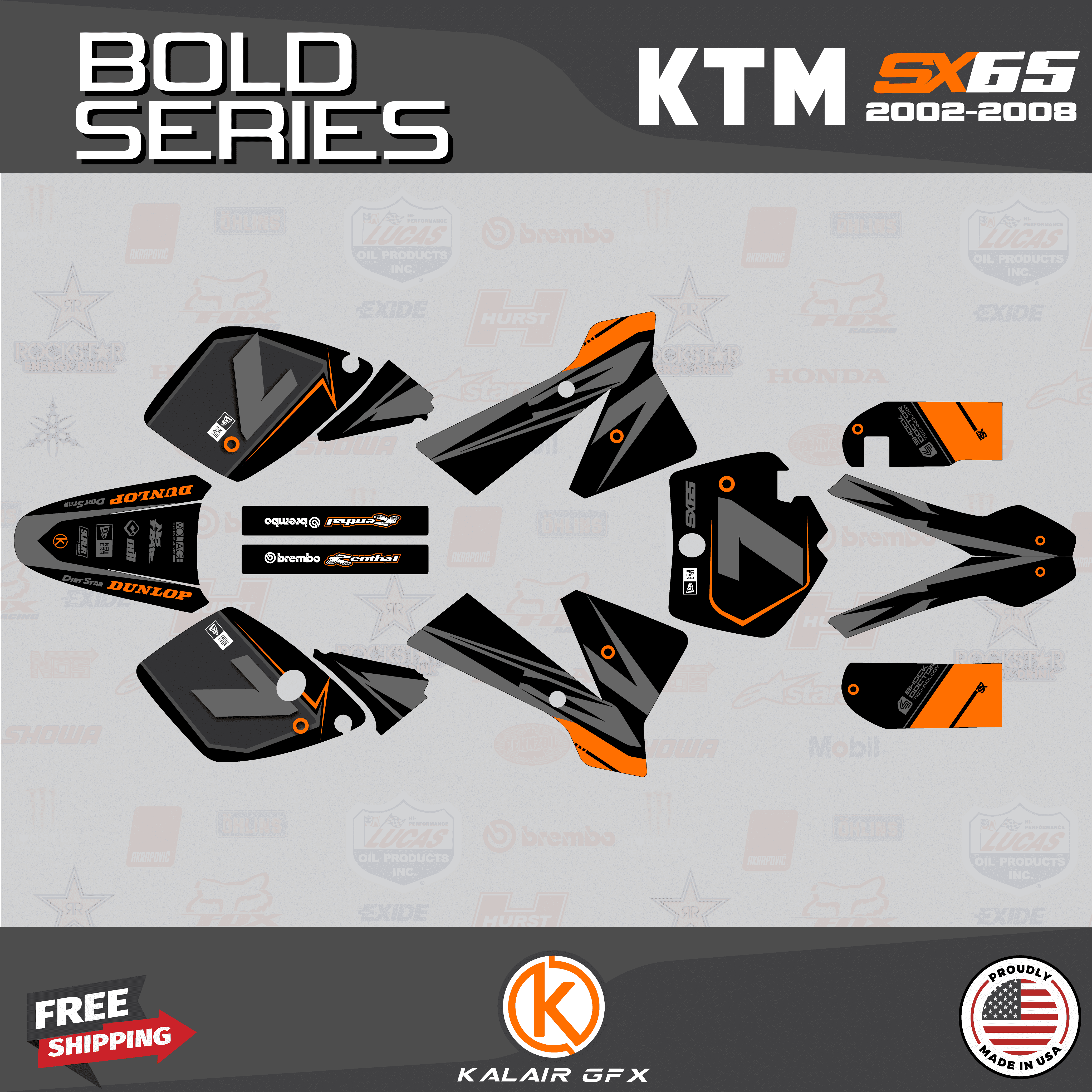 Kalair GFX Graphics Kit for Ktm SX65 (2002-2008) Bold Series - Walmart.com