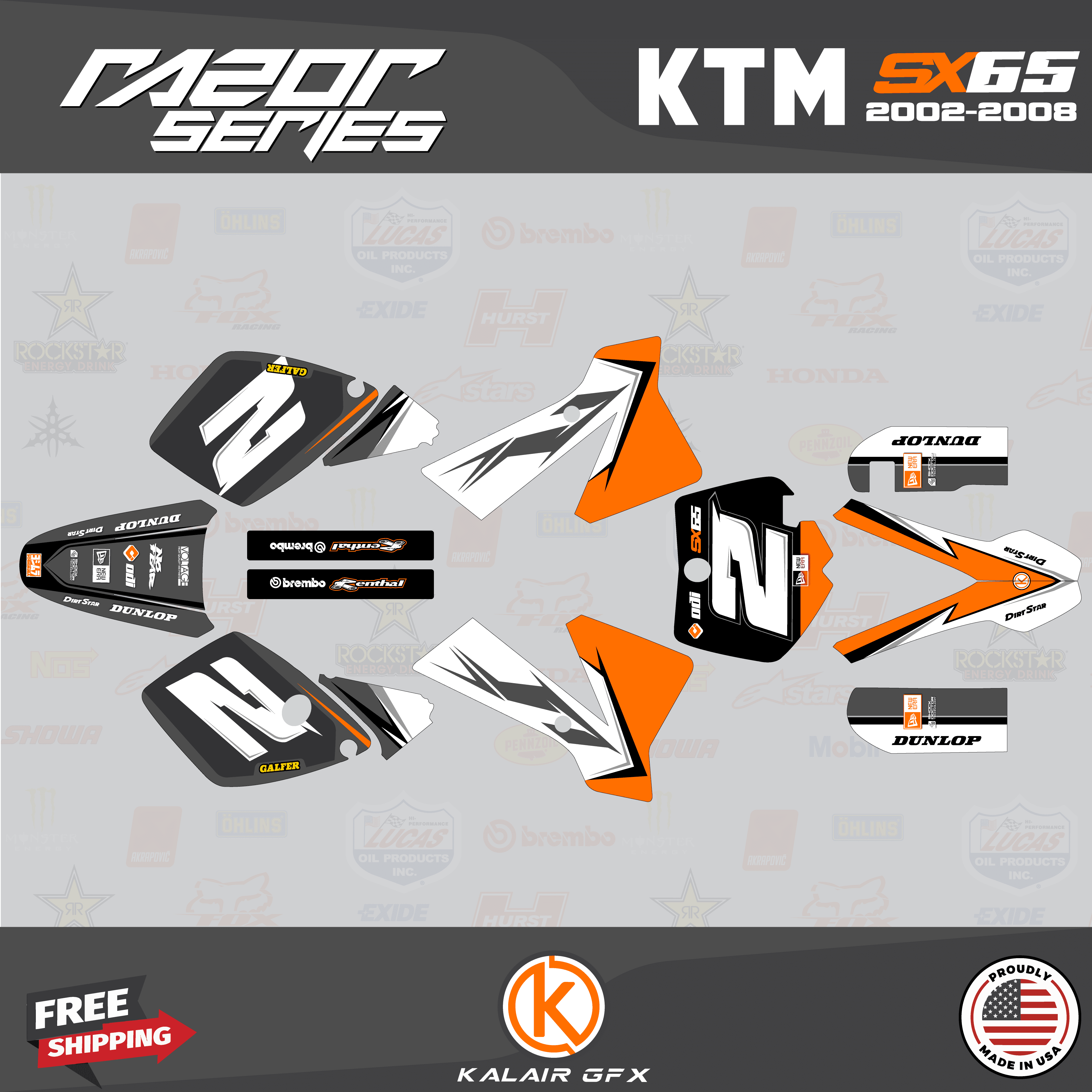 Kalair GFX Graphics Kit for Ktm SX65 (2002-2008) Razor Series - Walmart.com