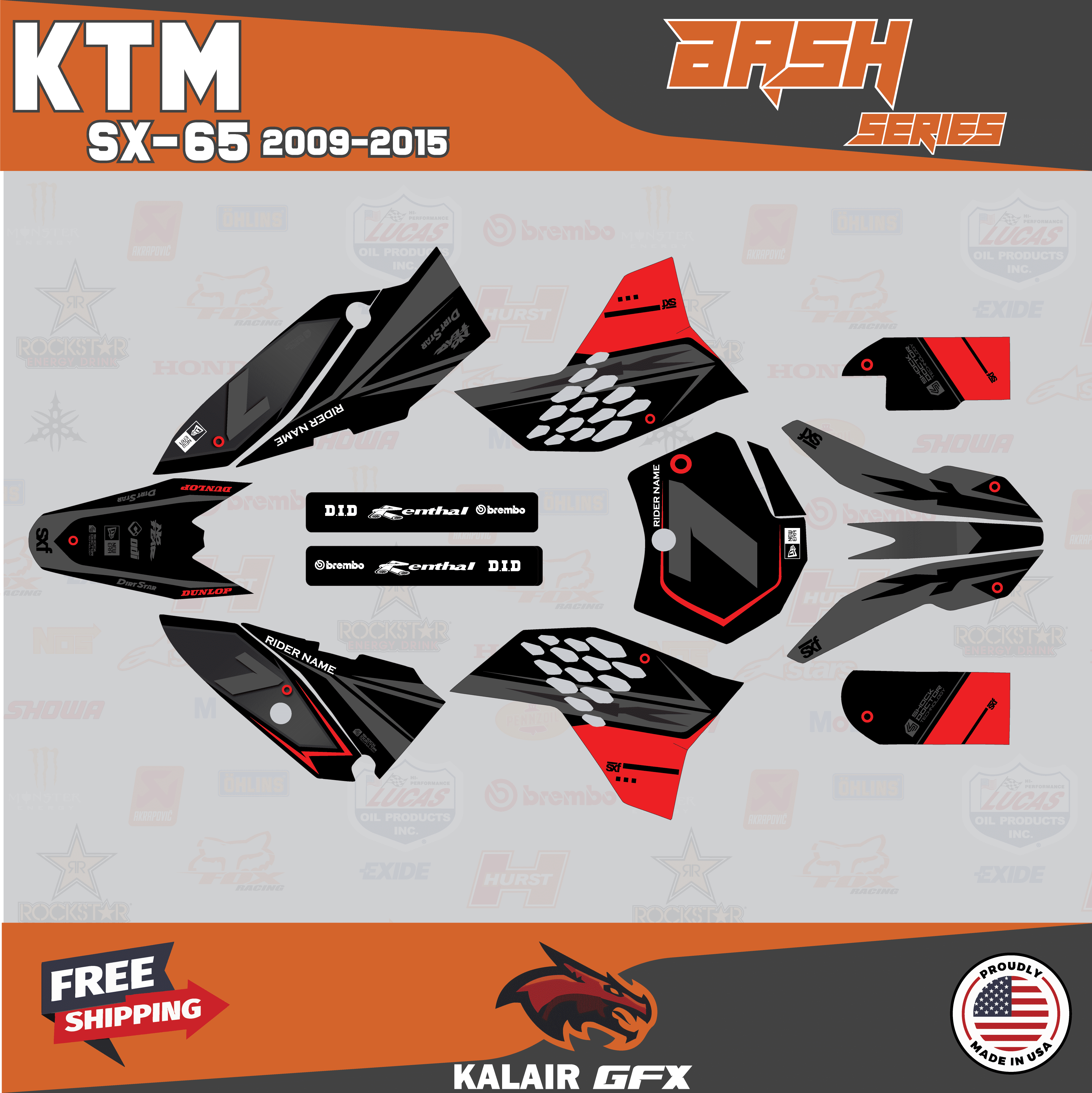 Kalair GFX Graphics Kit for Ktm SX65 (2009-2015) Bash Series - Walmart.com