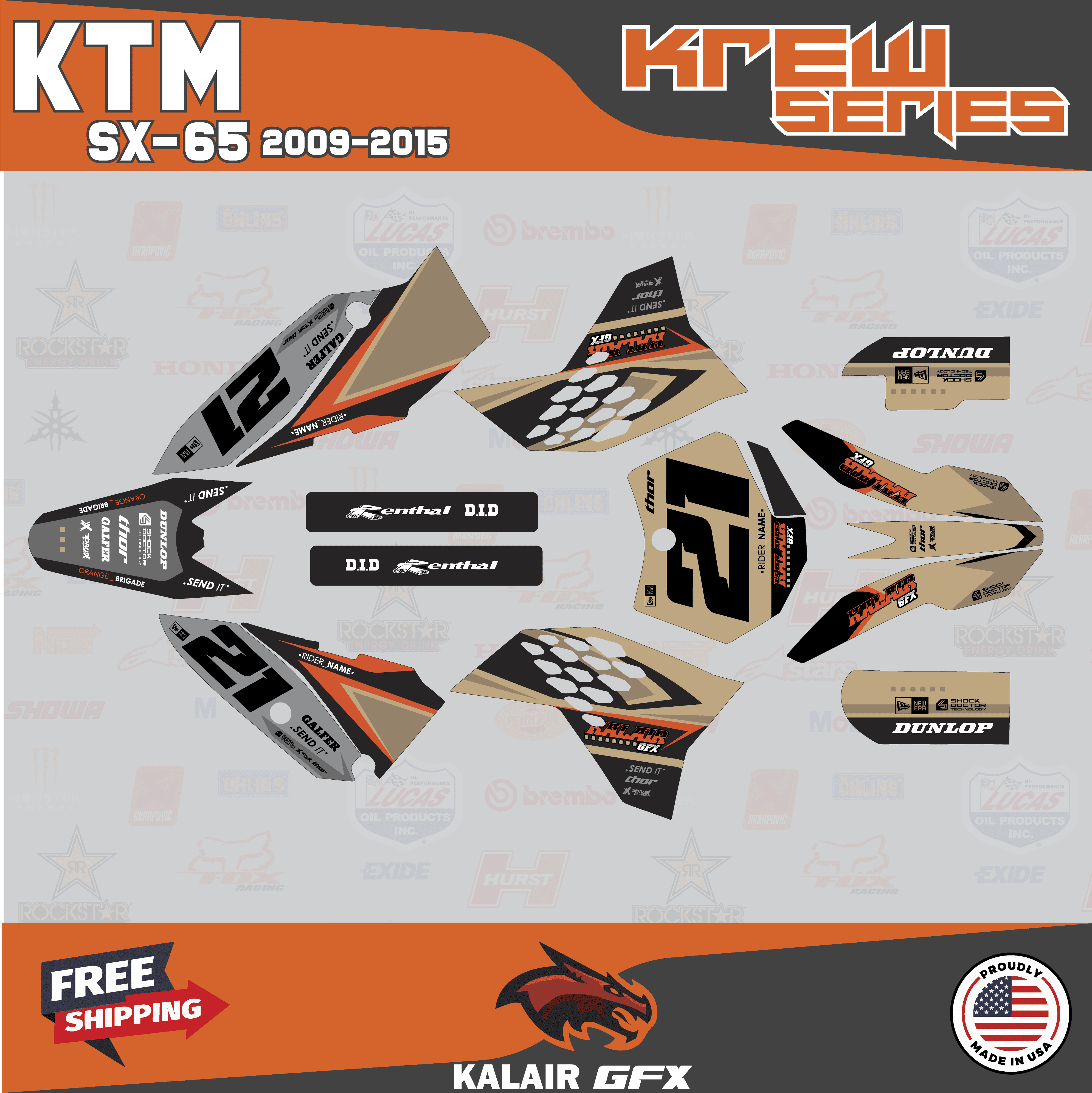 Kalair GFX Graphics Kit for Ktm SX65 (2009-2015) Krew Series - Walmart.com