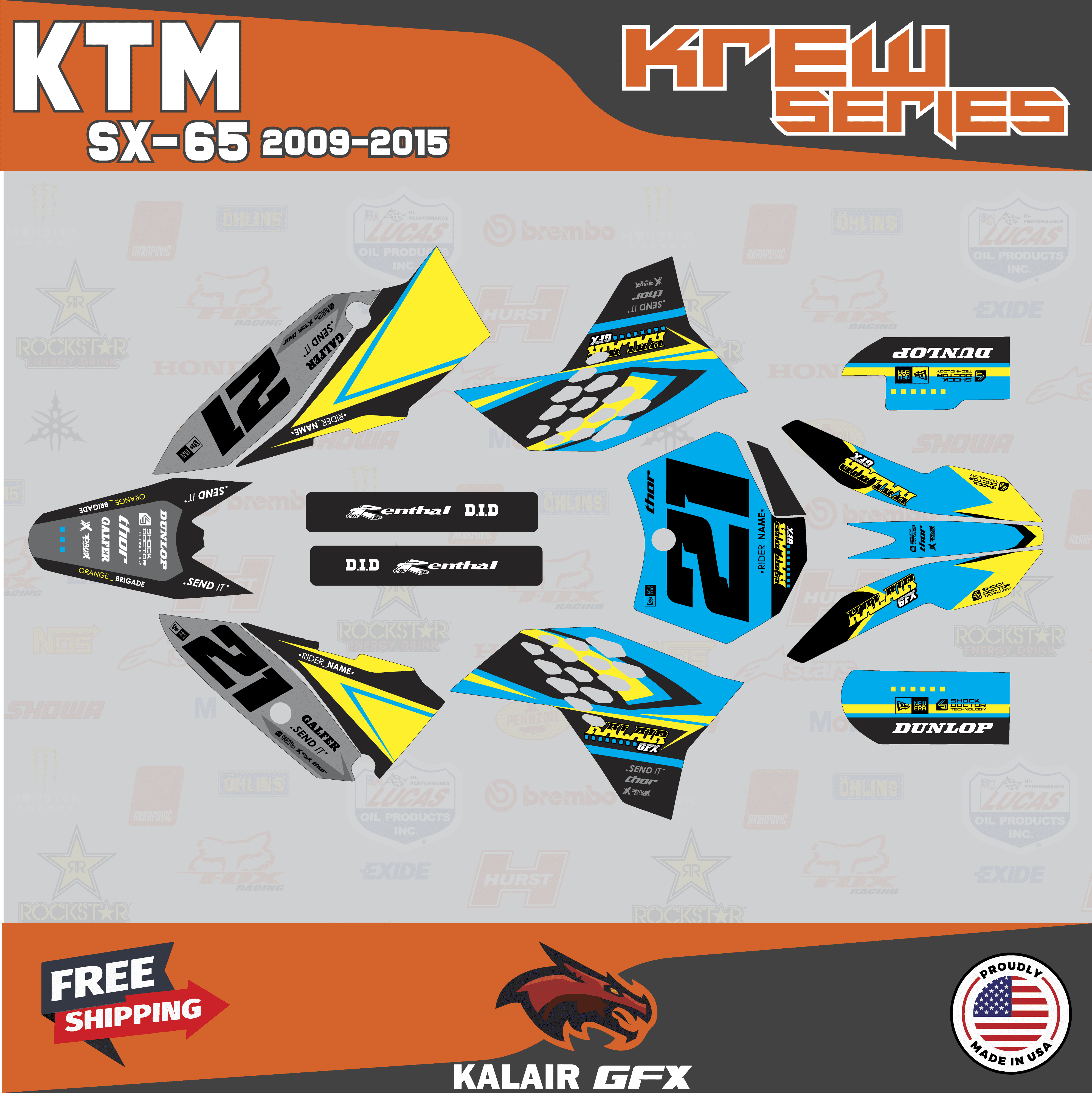 Kalair GFX Graphics Kit for Ktm SX65 (2009-2015) Krew Series - Walmart.com