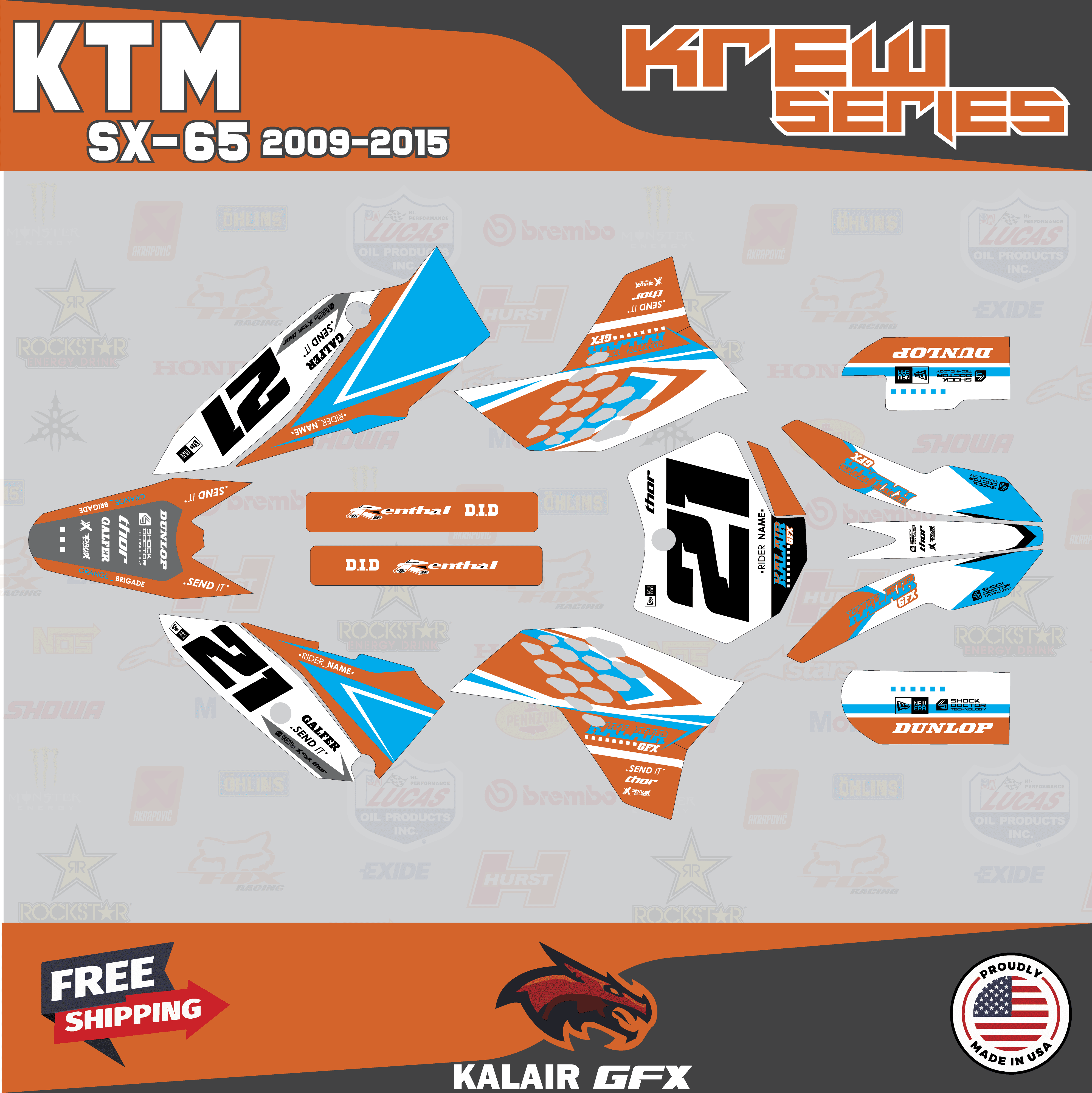 Kalair GFX Graphics Kit for Ktm SX65 (2009-2015) Krew Series - Walmart.com