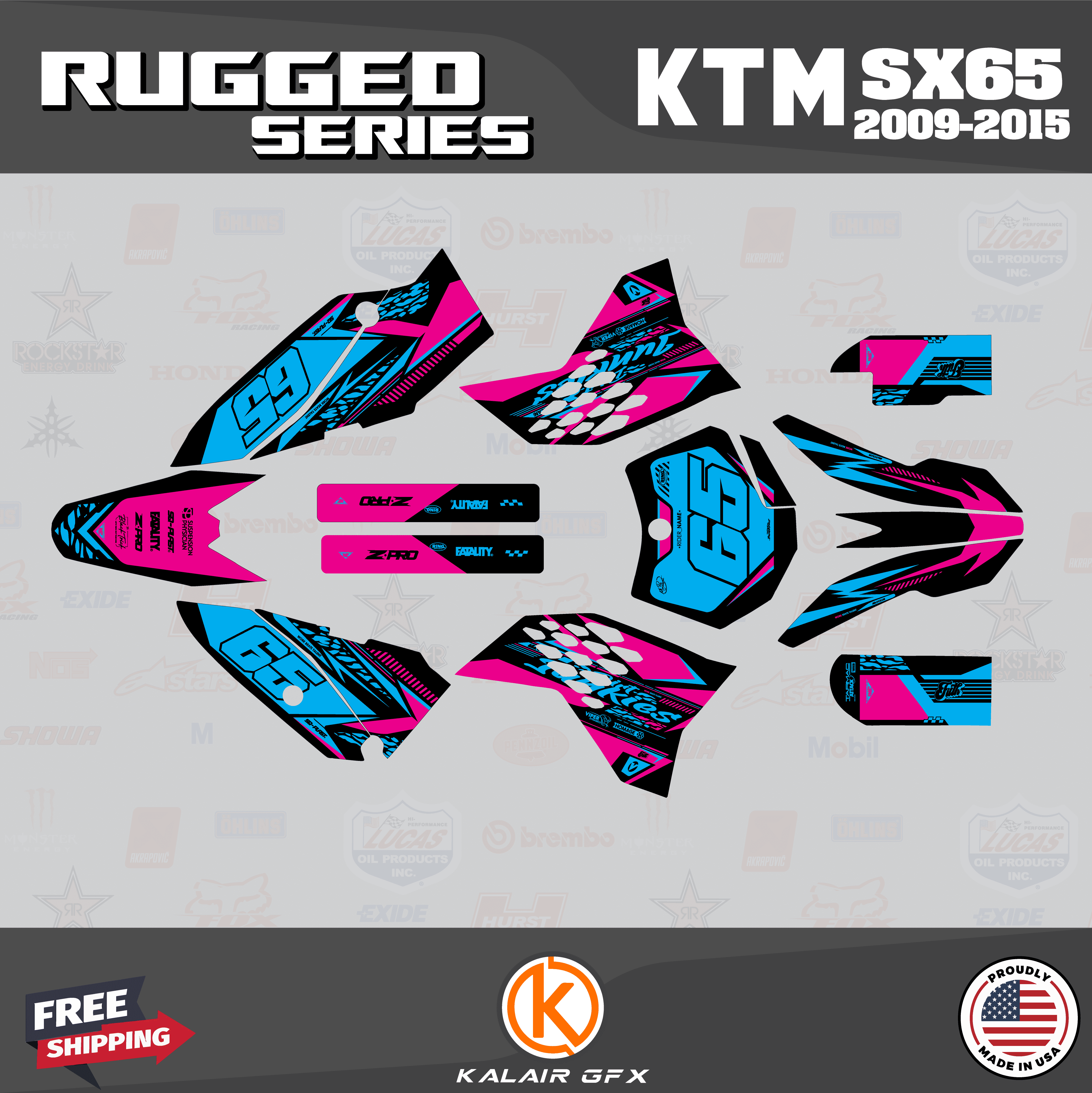 Kalair GFX Graphics Kit for Ktm SX65 (2009-2015) Rugged Series ...