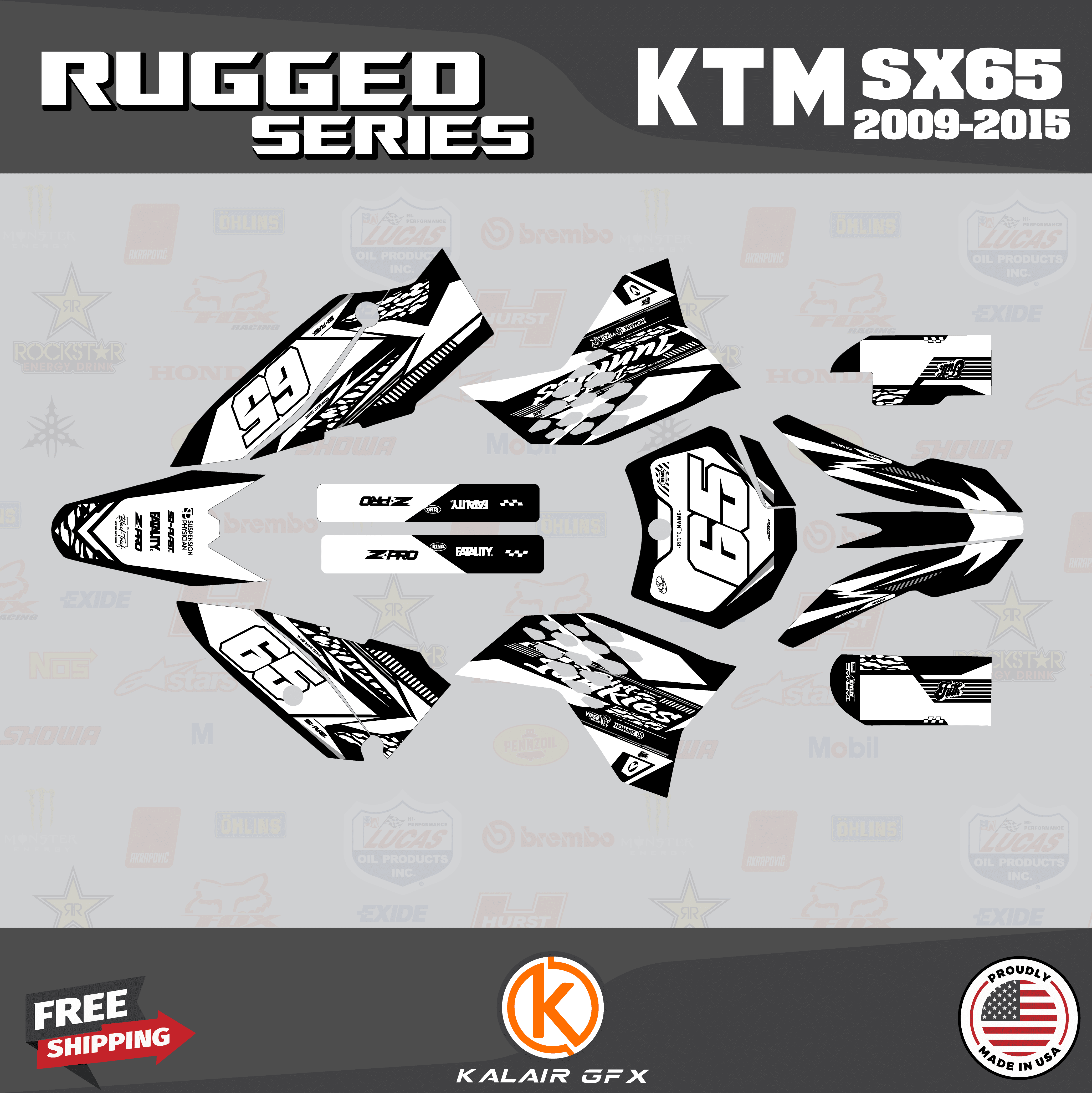 Kalair GFX Graphics Kit for Ktm SX65 (2009-2015) Rugged Series ...