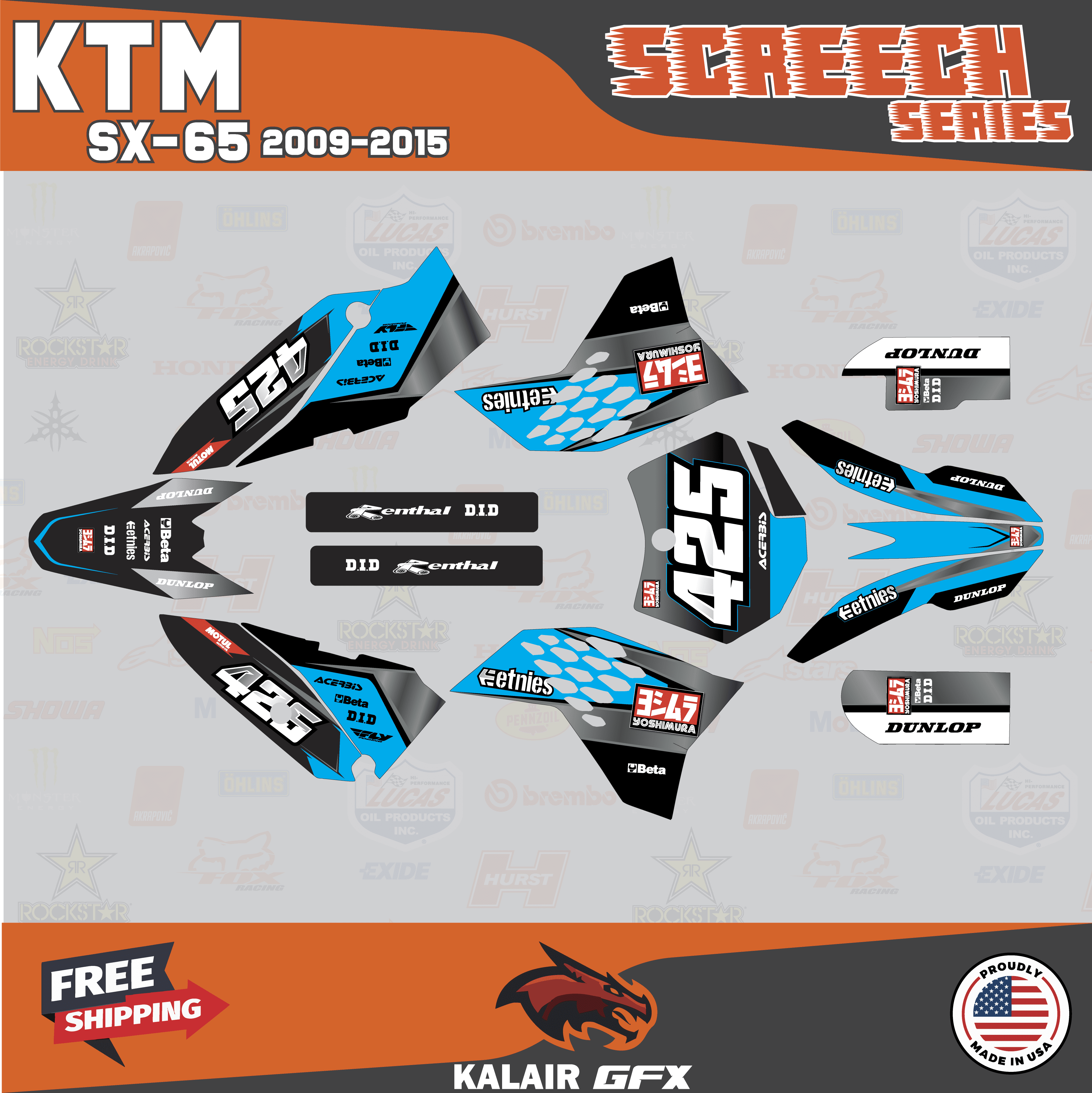 Kalair GFX Graphics Kit for Ktm SX65 (2009-2015) Screech Series ...