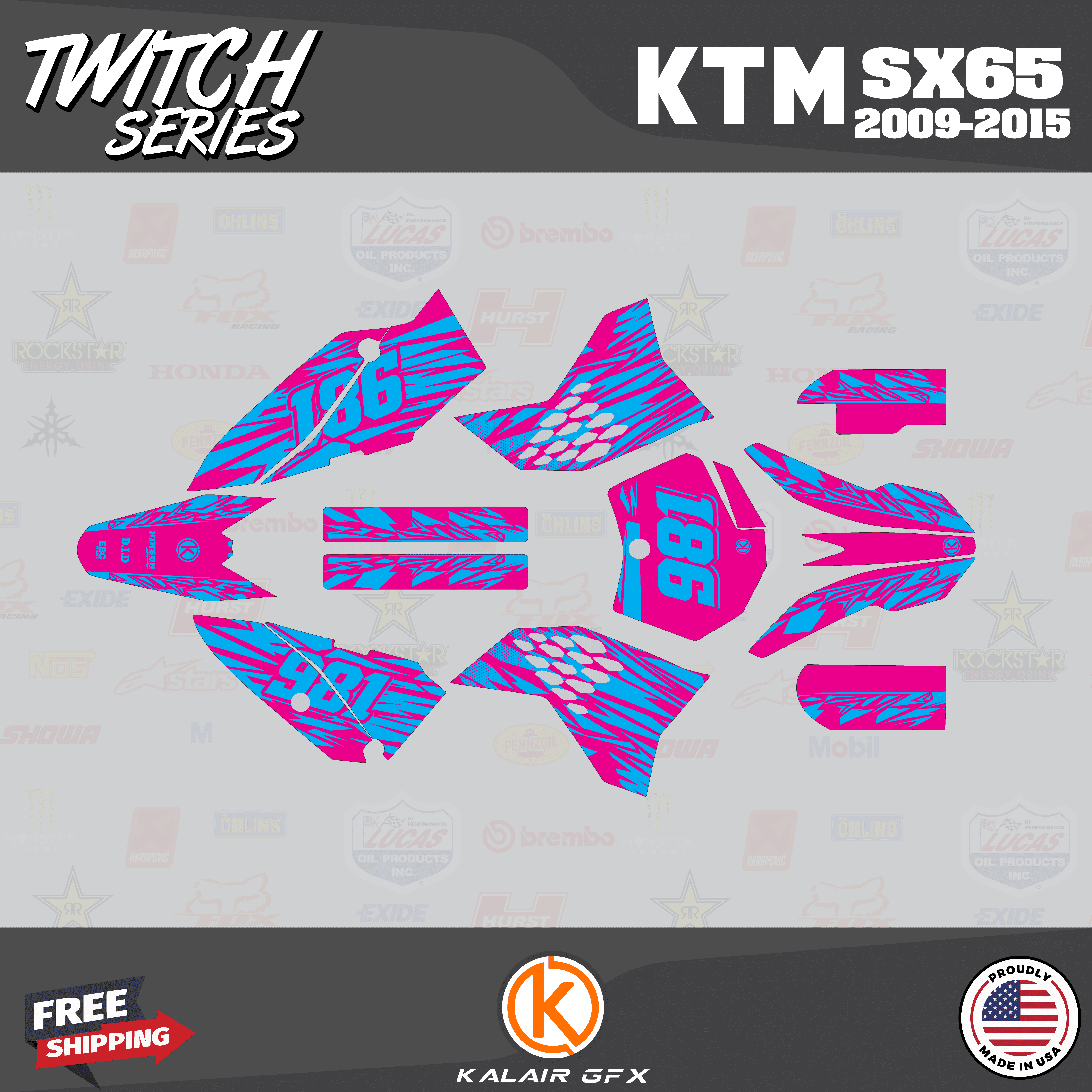 Kalair GFX Graphics Kit for Ktm SX65 (2009-2015) Twitch Series ...