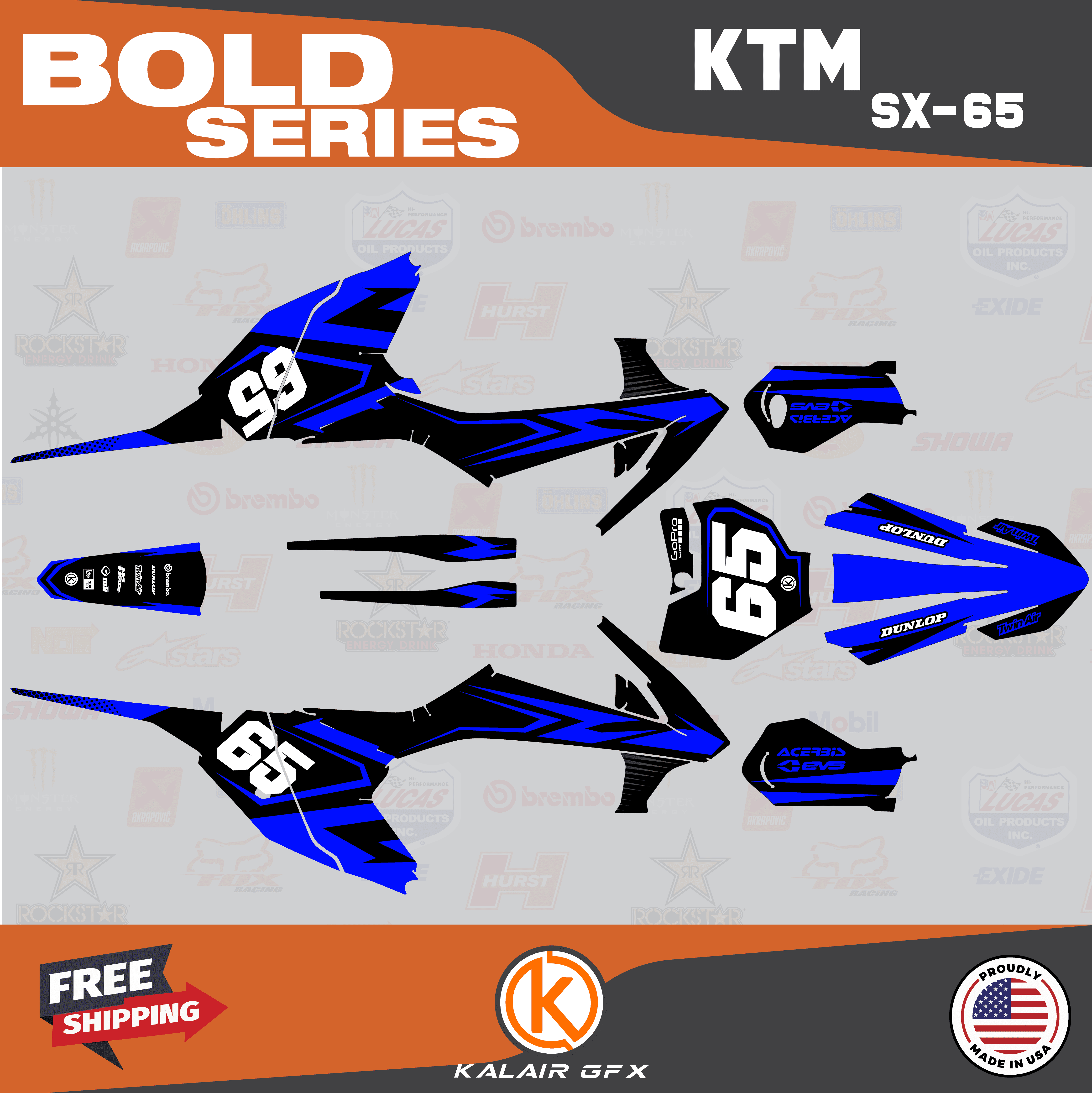 Kalair GFX Graphics Kit for Ktm SX65 (2016-2023) Bold Series - Walmart.com