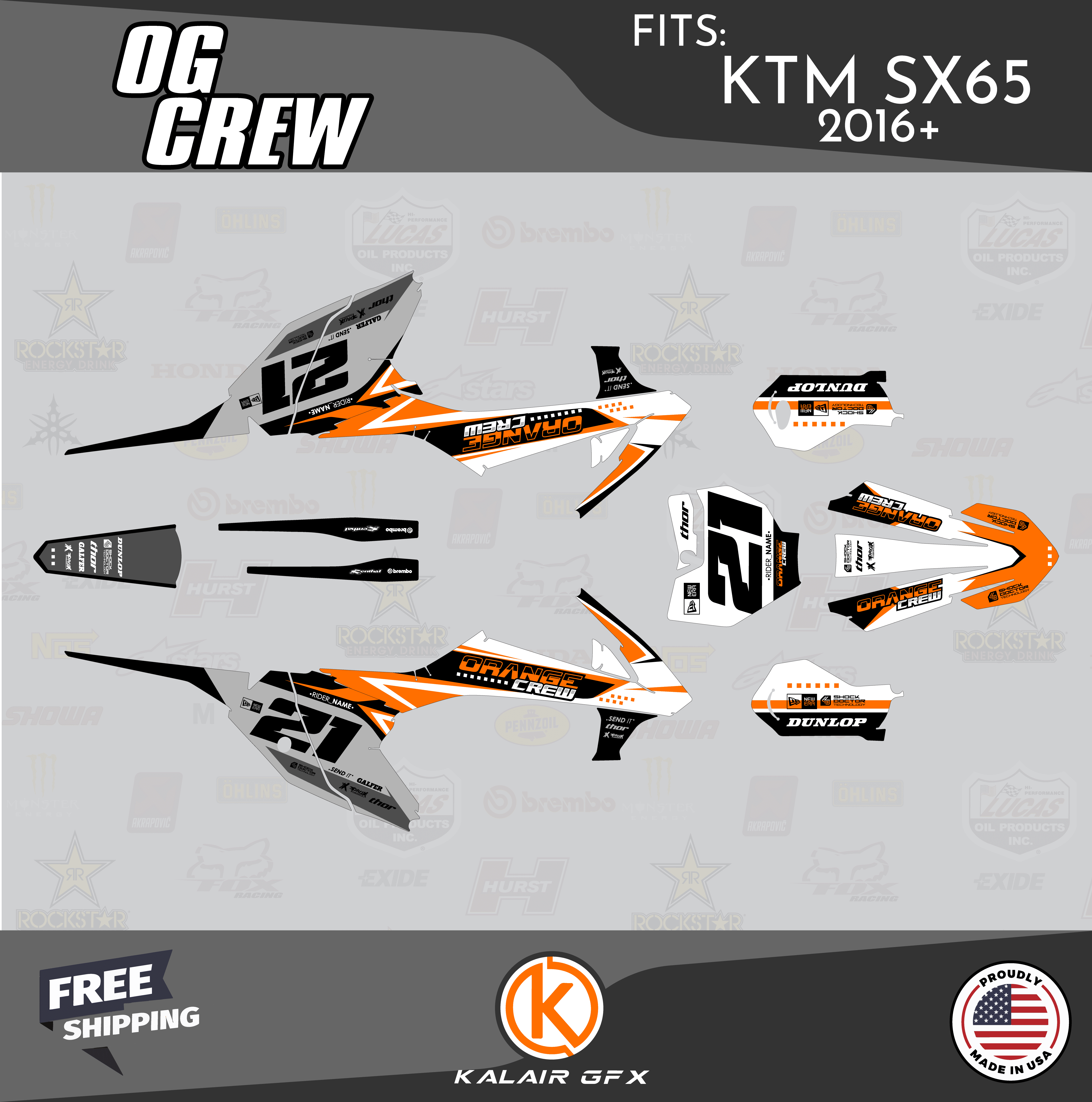 Kalair GFX Graphics Kit for Ktm SX65 (2016-2023) Ogcrew Series ...