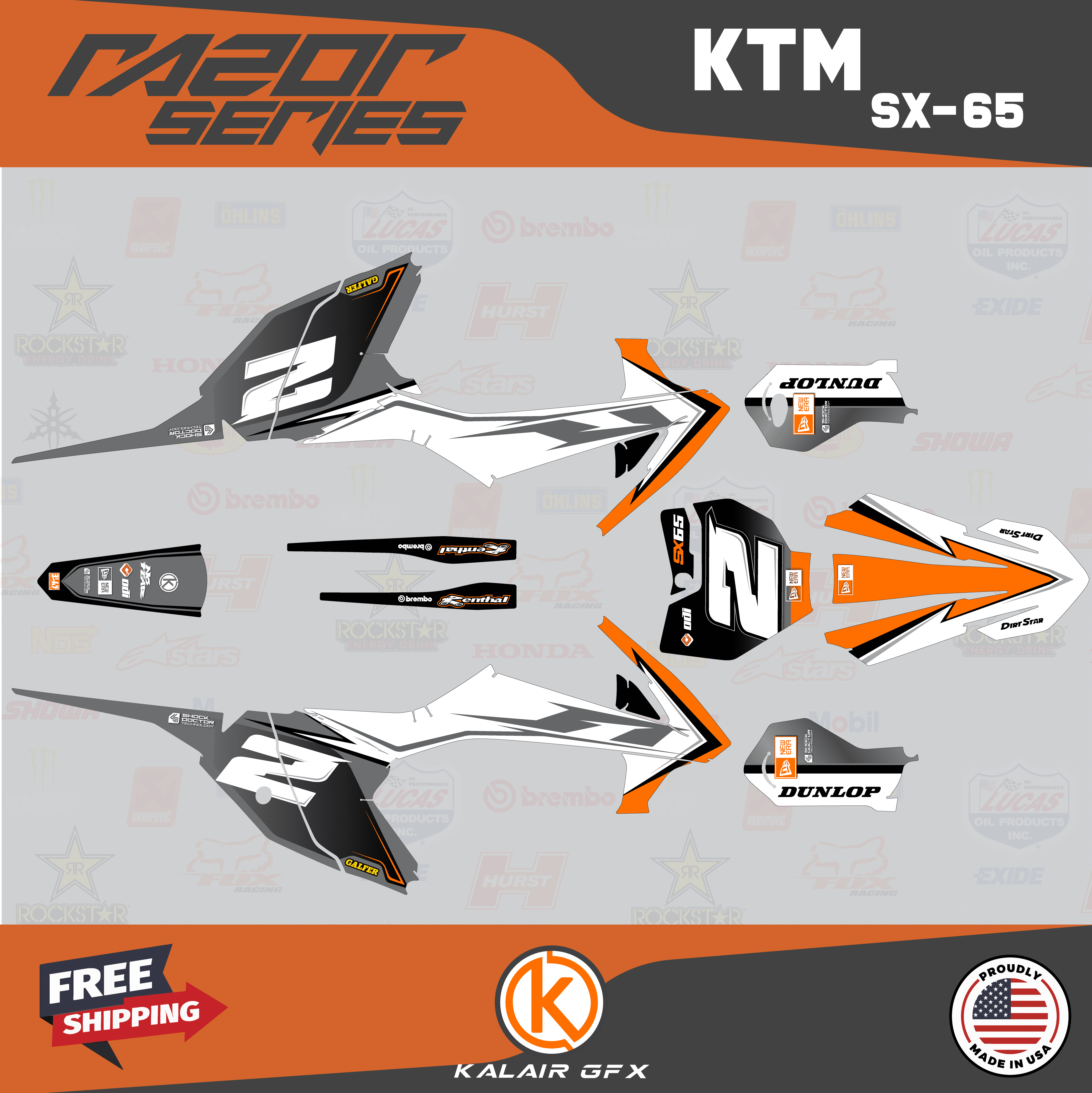 Kalair GFX Graphics Kit for Ktm SX65 (2016-2023) Razor Series - Walmart.com