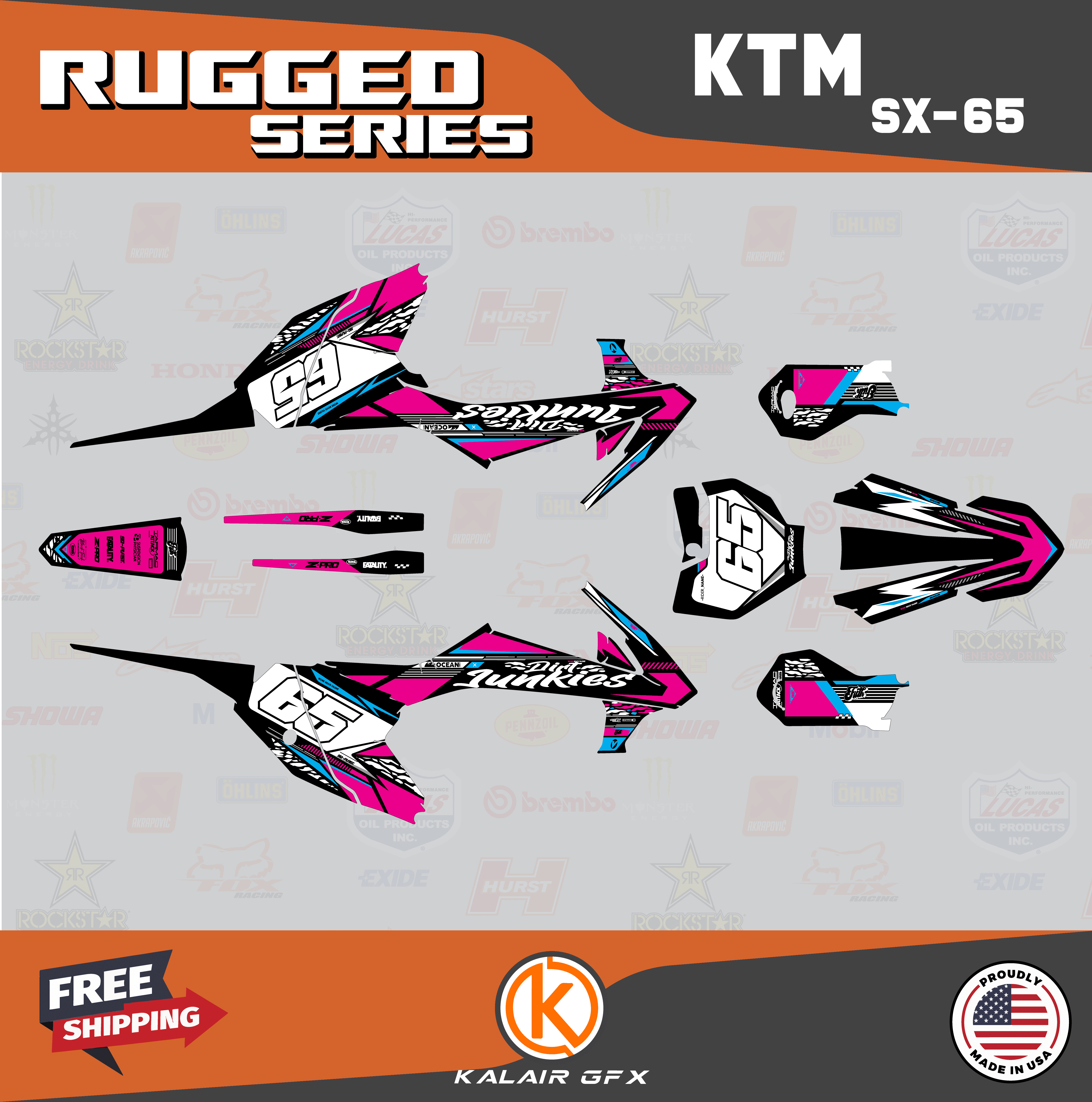 Kalair GFX Graphics Kit for Ktm SX65 (2016-2023) Rugged Series ...