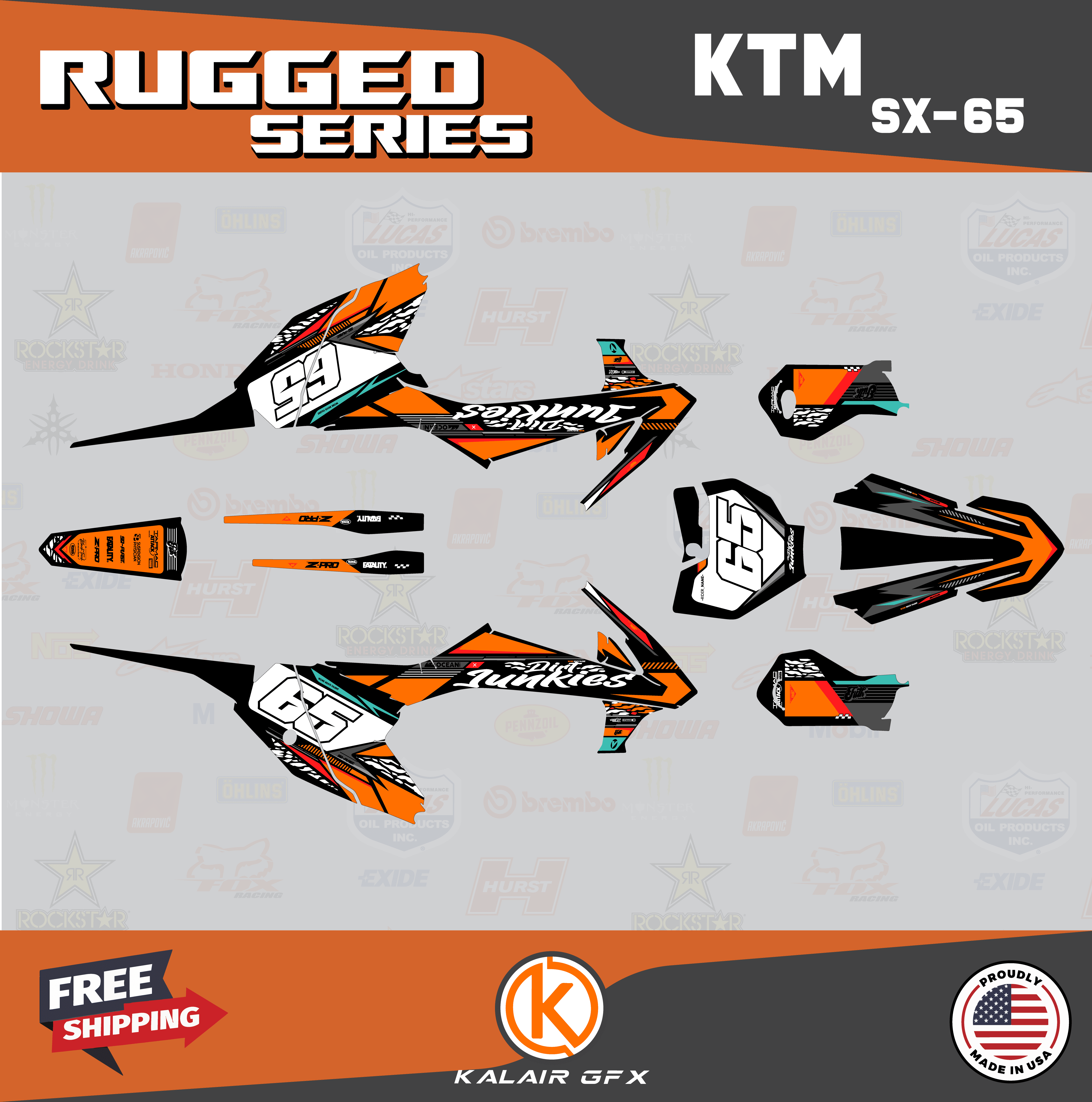 Kalair GFX Graphics Kit for Ktm SX65 (2016-2023) Rugged Series ...