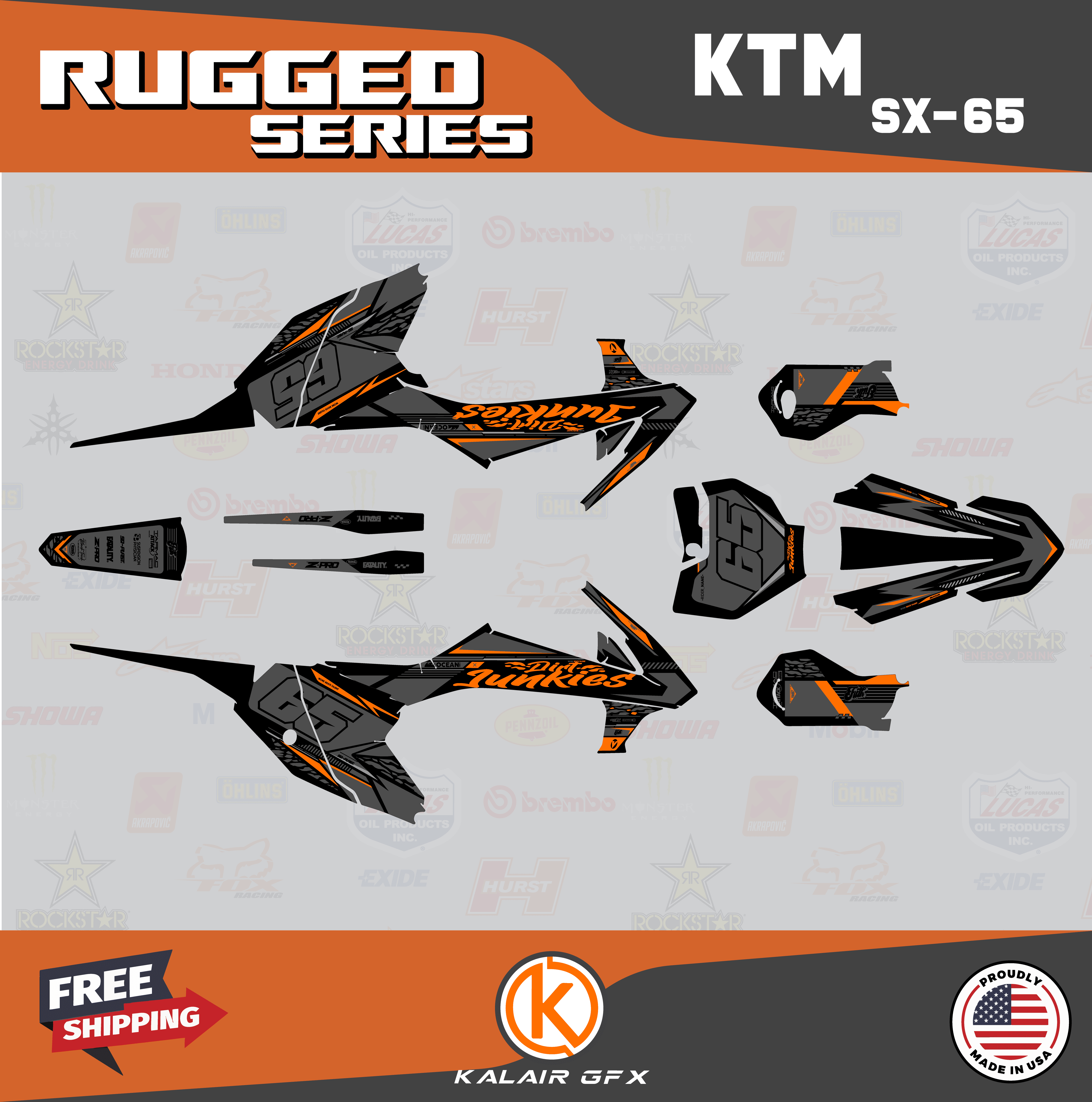 Kalair GFX Graphics Kit for Ktm SX65 (2016-2023) Rugged Series ...