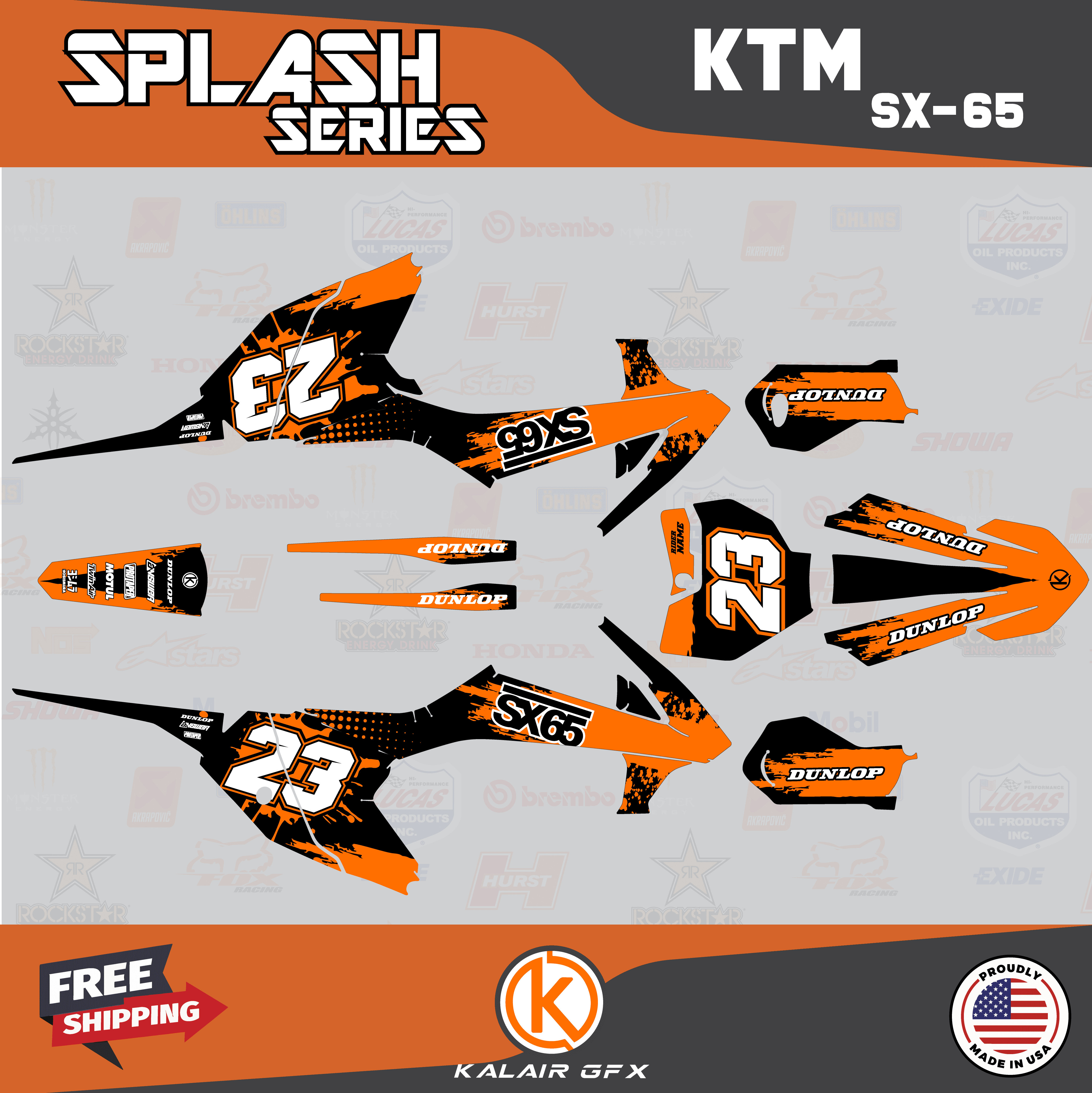 Kalair GFX Graphics Kit for Ktm SX65 (2016-2023) Splash Series ...