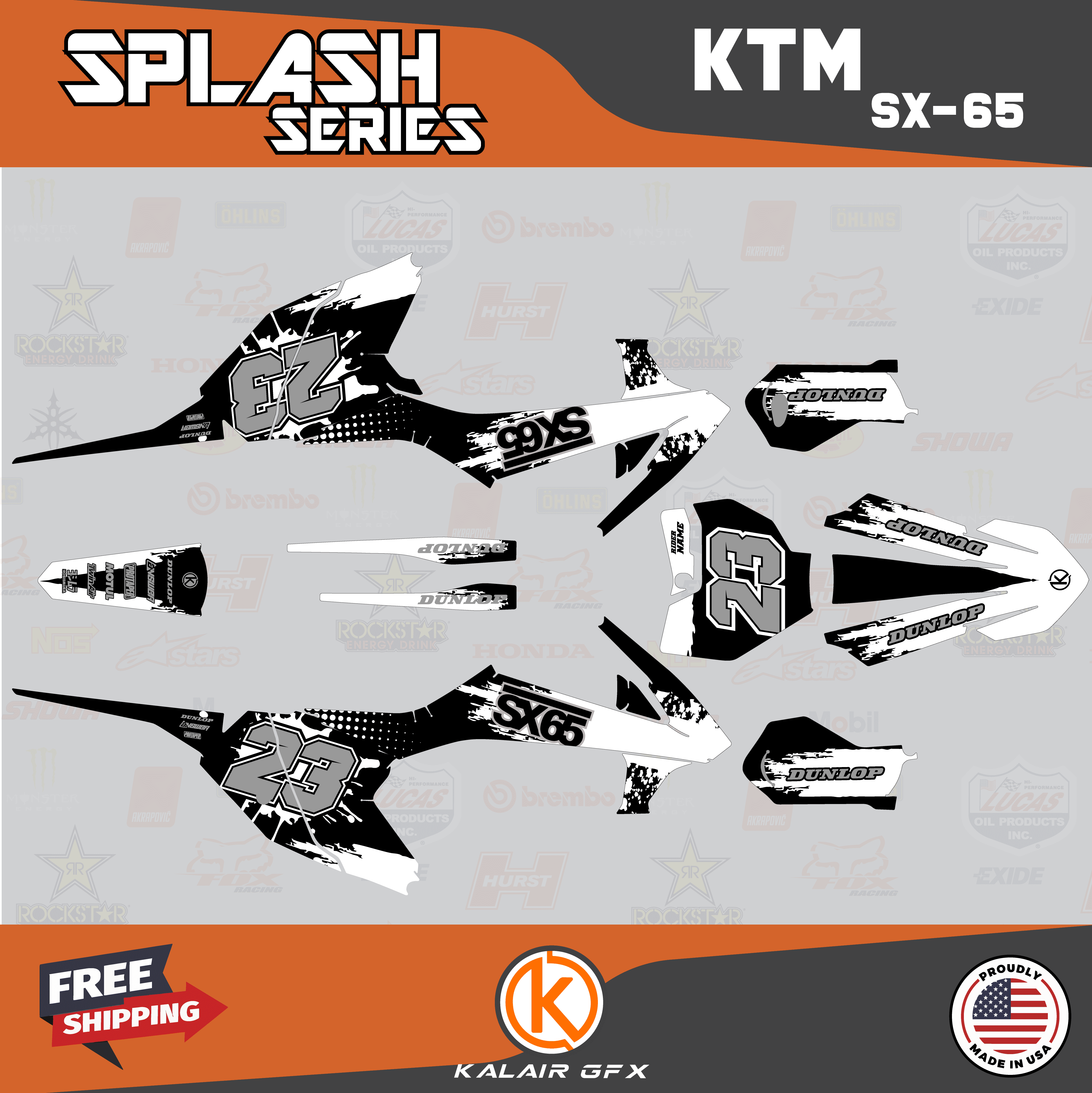 Kalair GFX Graphics Kit for Ktm SX65 (2016-2023) Splash Series ...