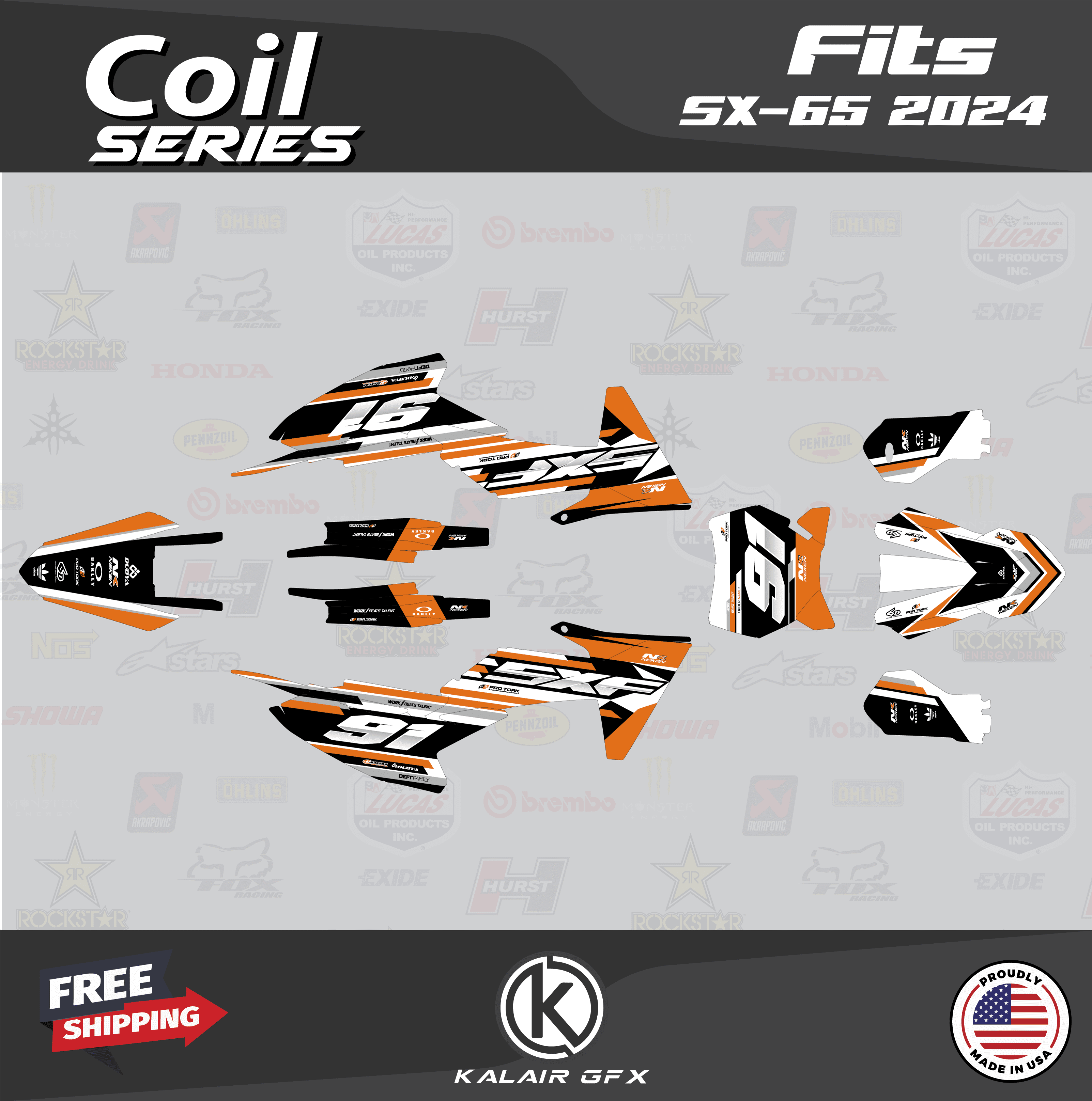 Kalair GFX Graphics Kit for Ktm SX65 65SX (2024) Coil Series - Walmart.com