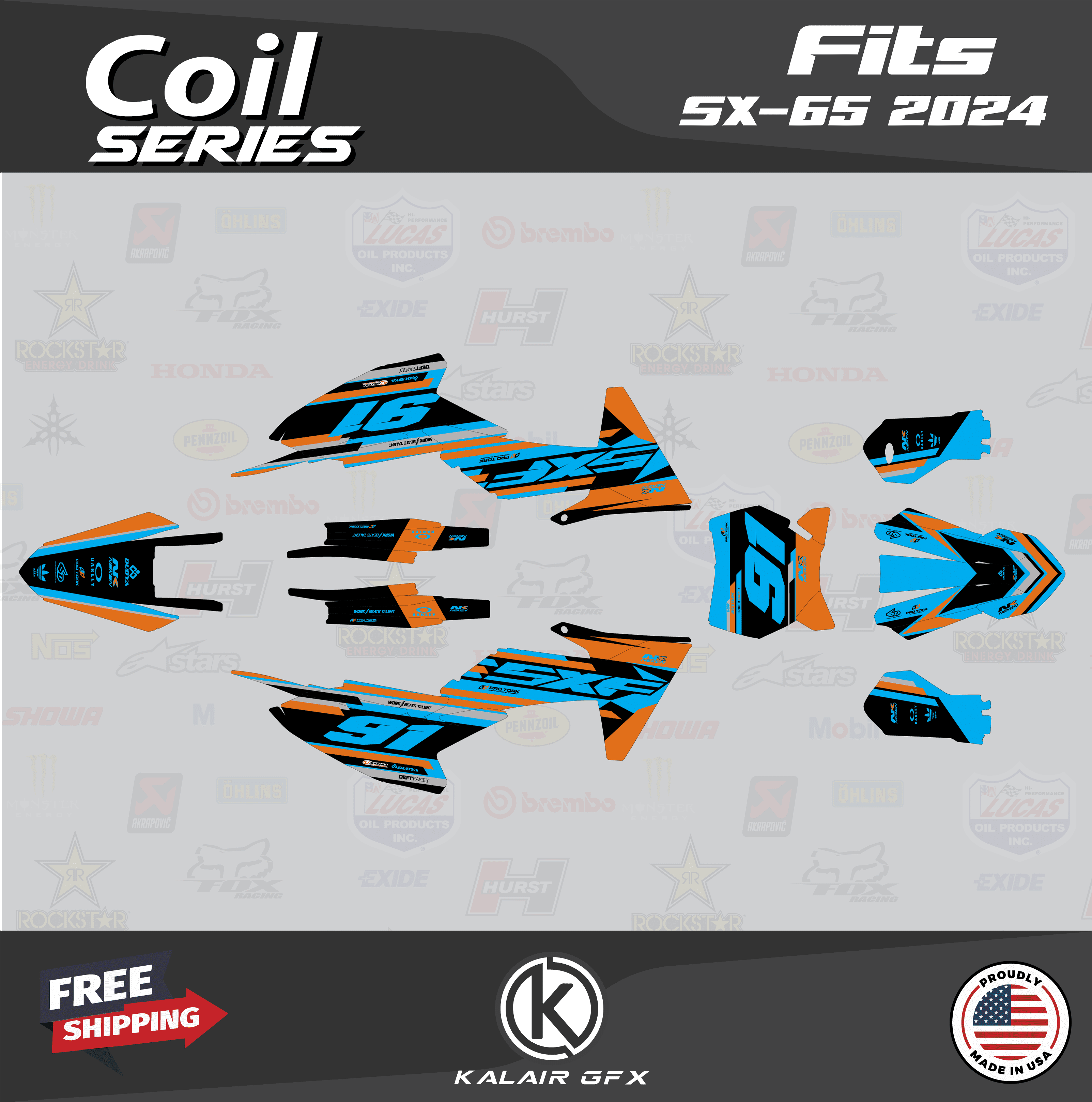 Kalair GFX Graphics Kit for Ktm SX65 65SX (2024) Coil Series - Walmart.com
