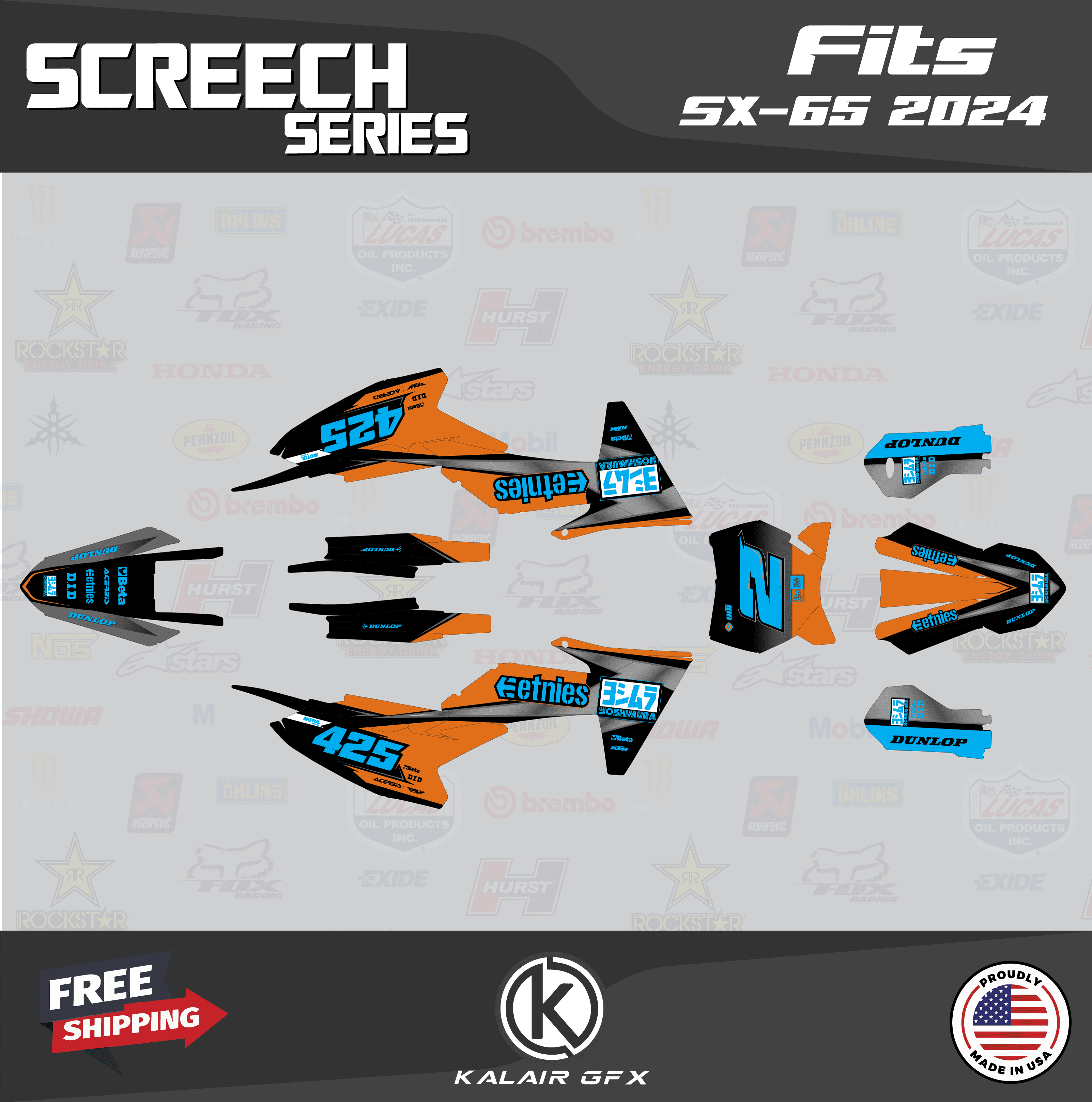 Kalair GFX Graphics Kit for Ktm SX65 65SX (2024) Screech Series ...