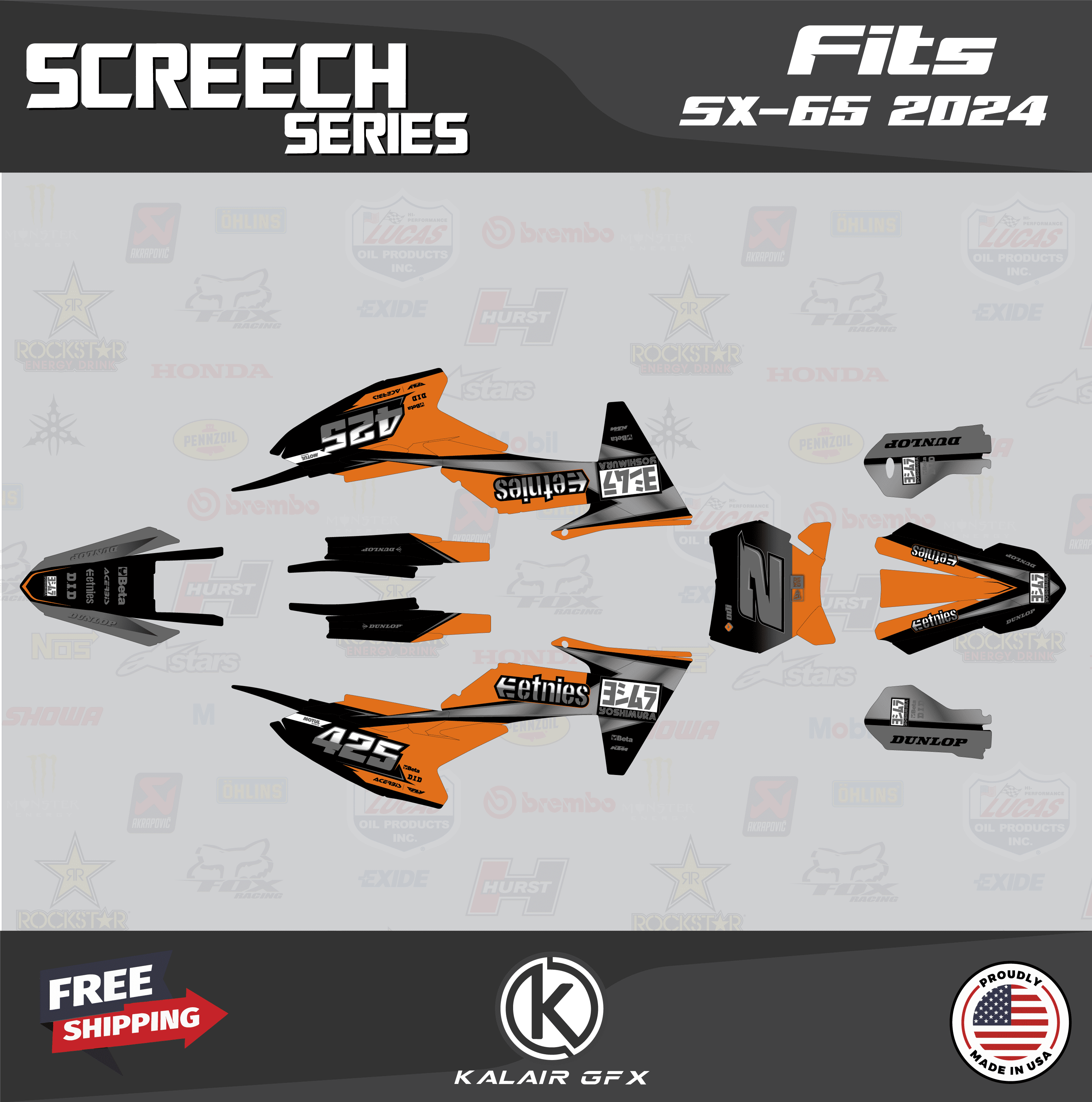 Kalair GFX Graphics Kit for Ktm SX65 65SX (2024) Screech Series ...