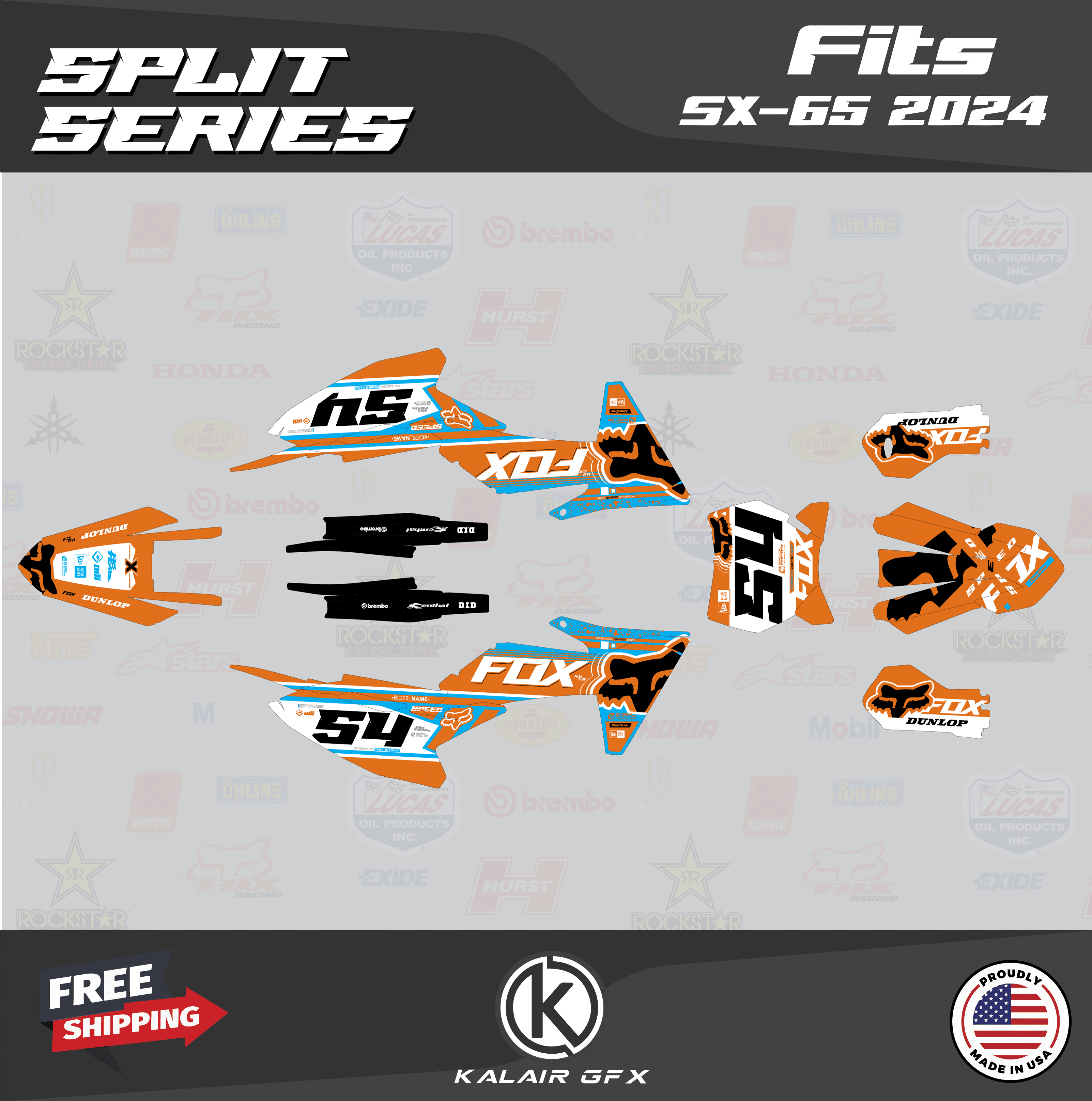 Kalair GFX Graphics Kit for Ktm SX65 65SX (2024) Split Series - Walmart.com